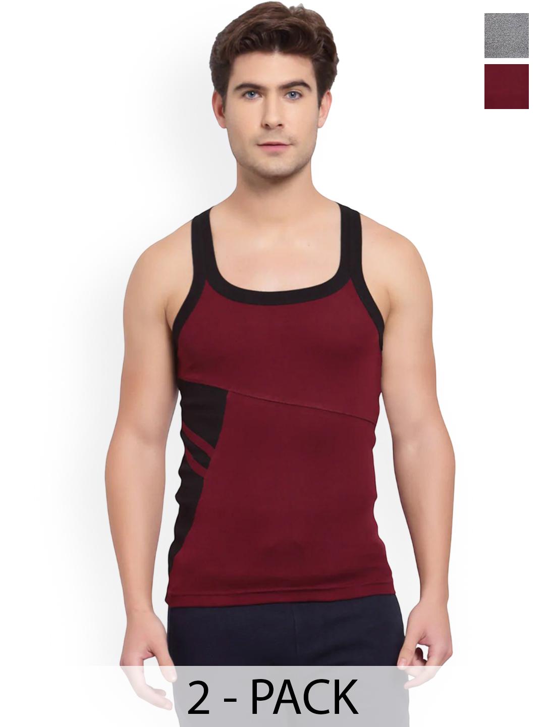 Buy Sporto By Macho Men Pack Of 2 Combed Cotton Gym Vests - Innerwear ...