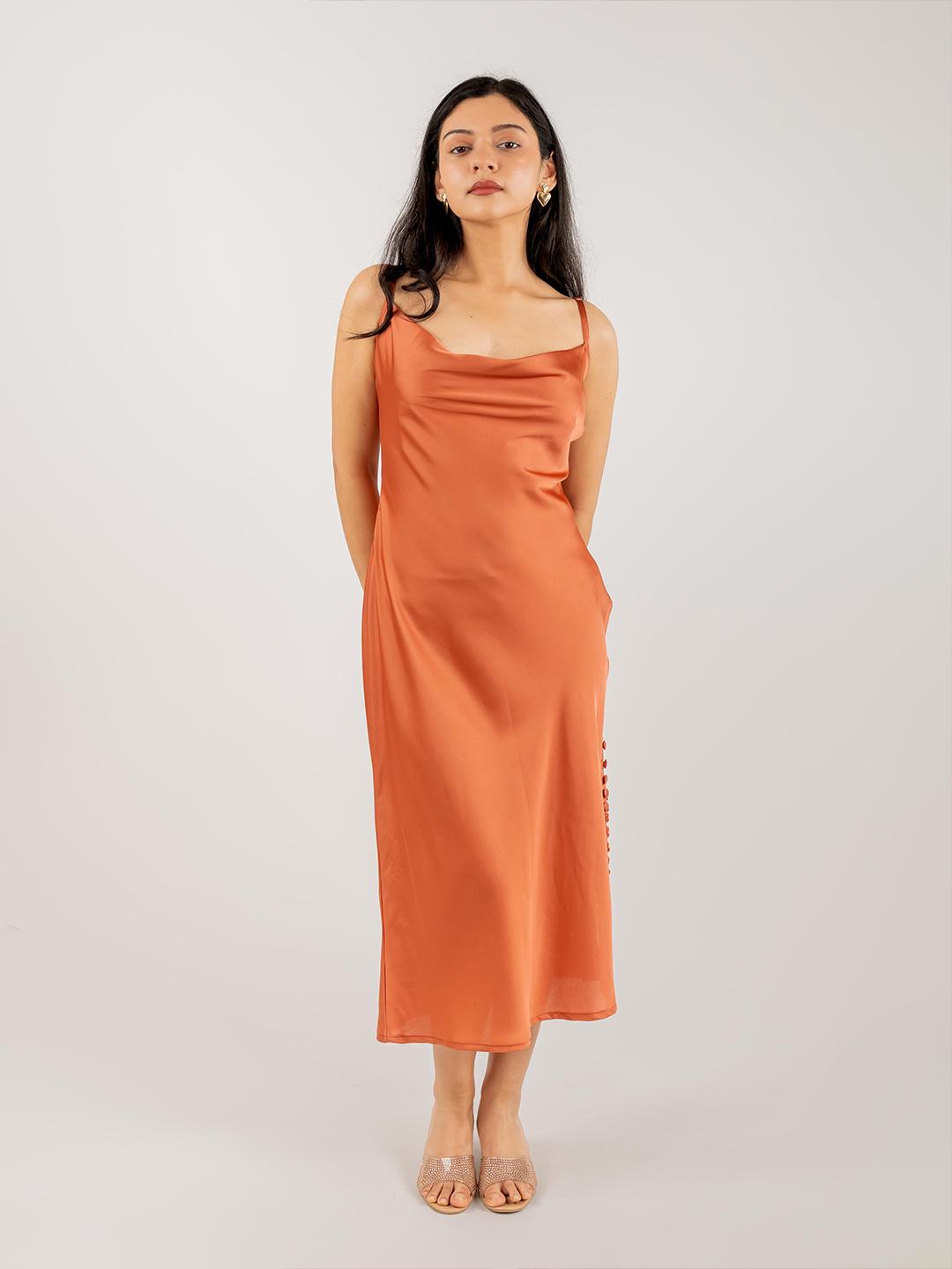 Buy MONOMEE Satin A Line Midi Dress - Dresses for Women 33179058 | Myntra