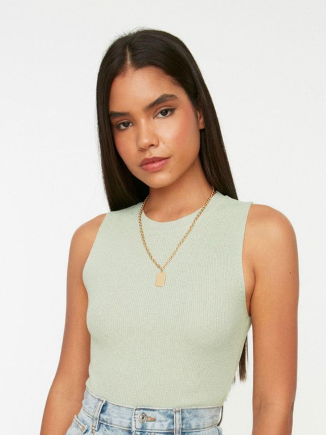 Buy Trendyol Women Ribbed Fitted Top - Tops for Women 33183422 | Myntra