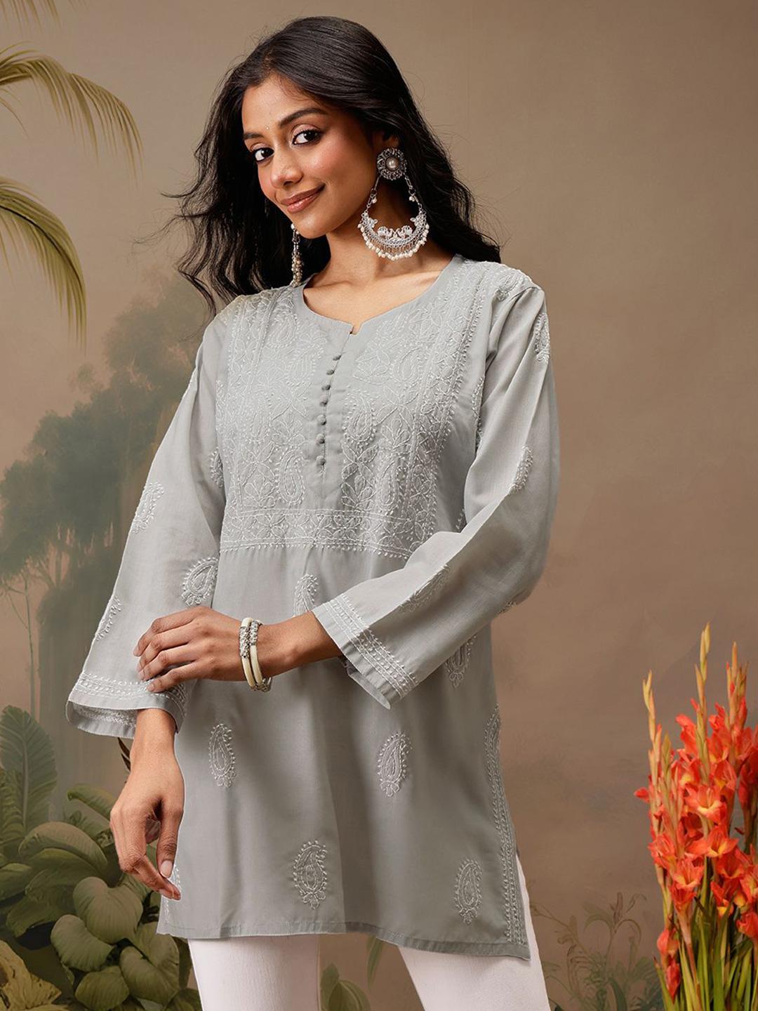 Buy ADA Women Ethnic Motifs Embroidered Thread Work Thread Work Kurti ...