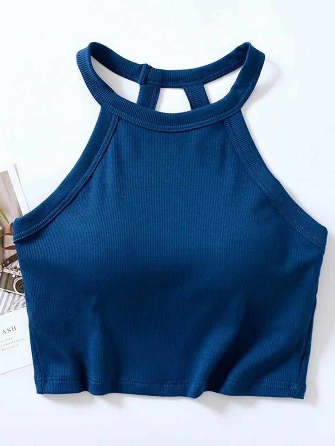 Buy Miss Mosa By Akanksha TEAL Jenny Tank Tops With Inbuilt Bra - Tops ...