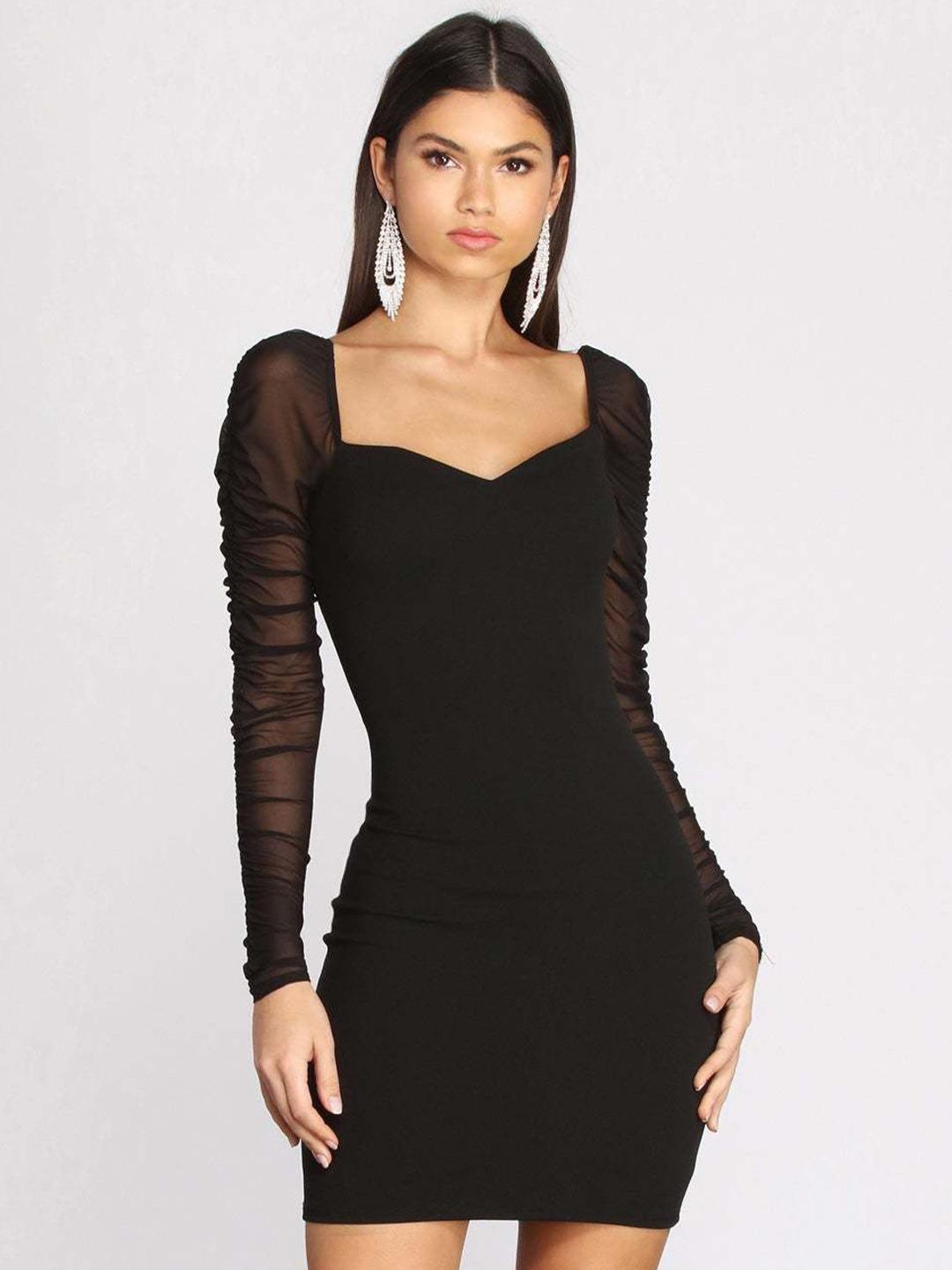 Buy ADV FASHION WEAR Black Sheath Mini Dress - Dresses for Women ...