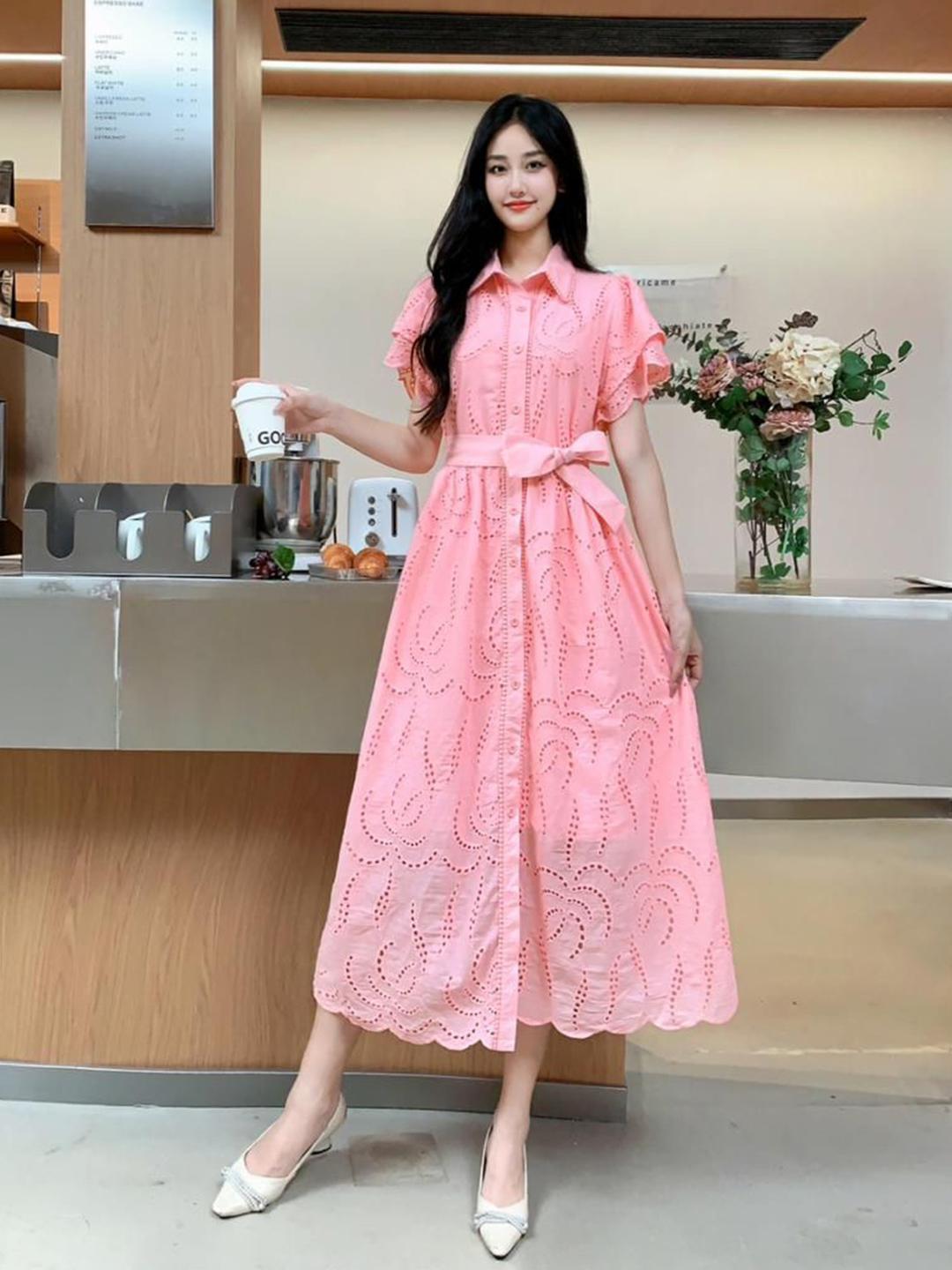 Buy Alamode By Akanksha Light Pink Ginny Cotton Dress - Dresses for ...