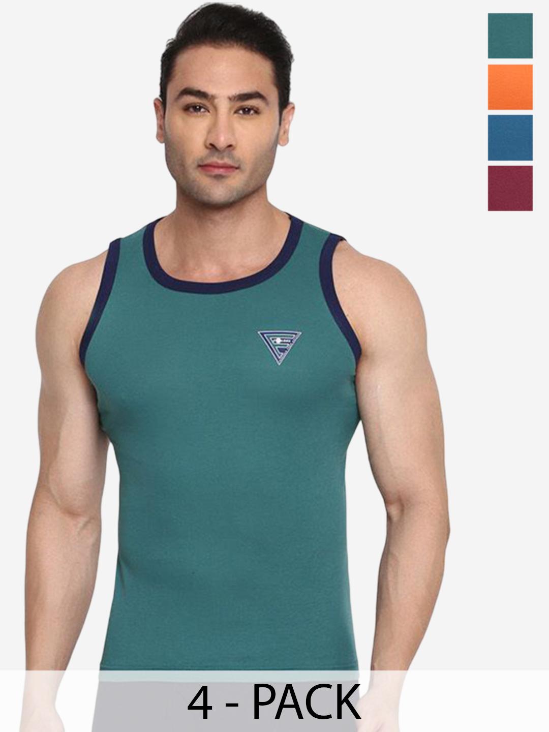Buy COLORS By Rupa Frontline Men Pack Of 4 Cotton Gym Vest - Innerwear ...