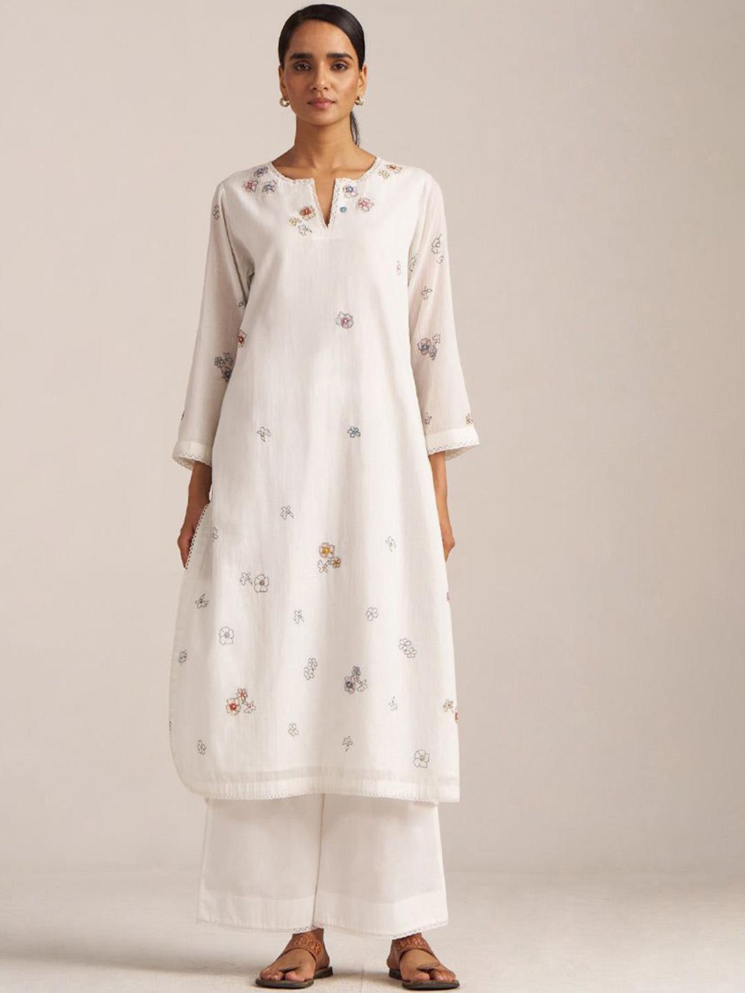Buy Ganga Embroidered Mal Cotton Tunic With Palazzo Co Ords Set - Co ...
