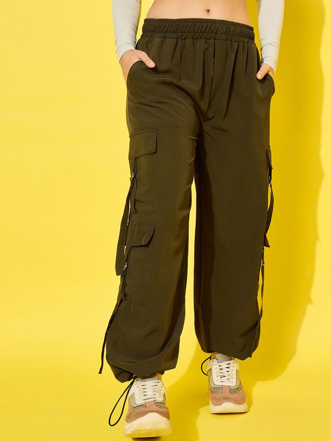 Buy DIMPY GARMENTS Women Relaxed Loose Fit Mid Rise Cargos - Trousers ...