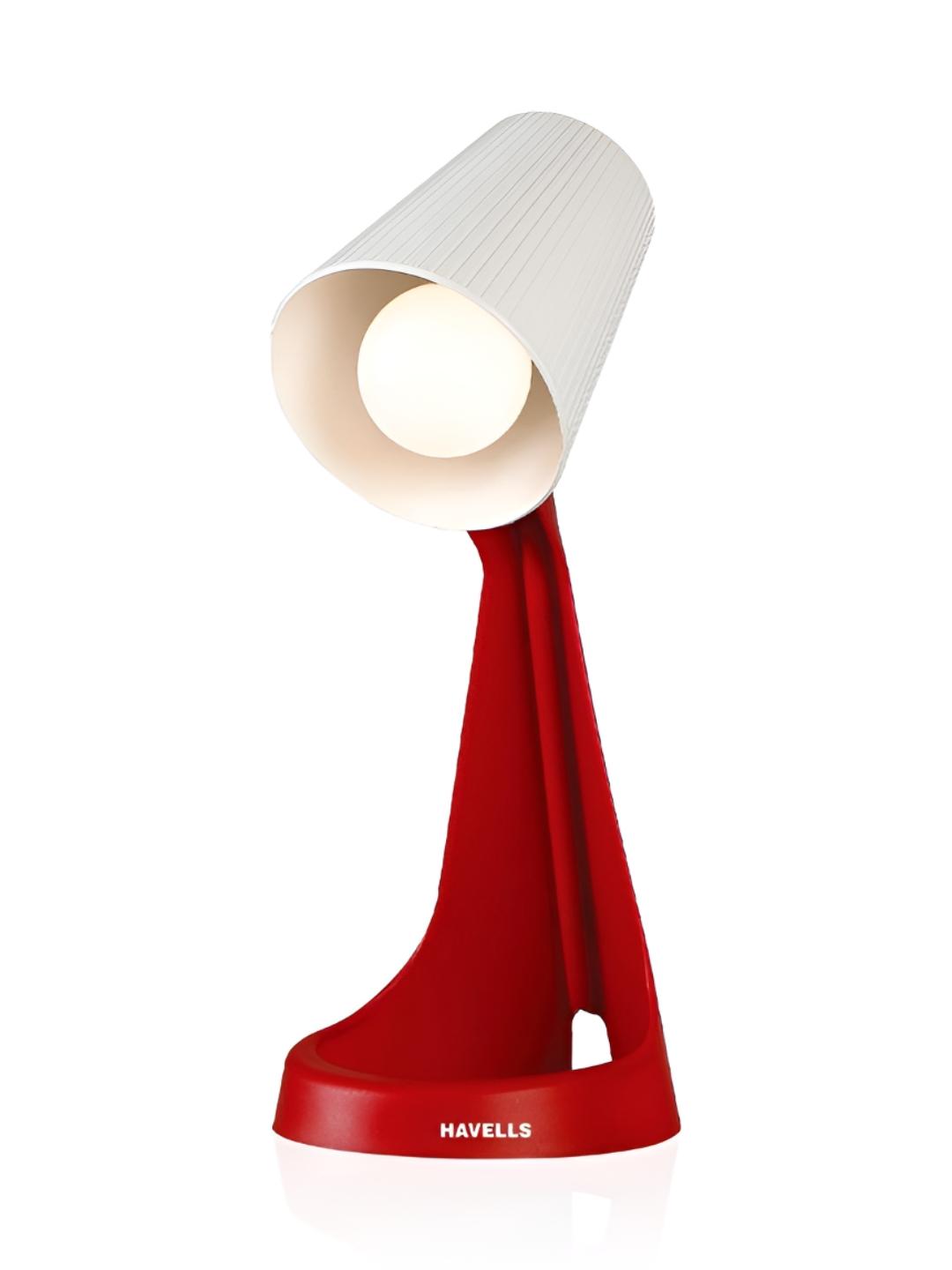 Buy Havells White & Red Abstract Shaped Acrylic Table Lamp With ...