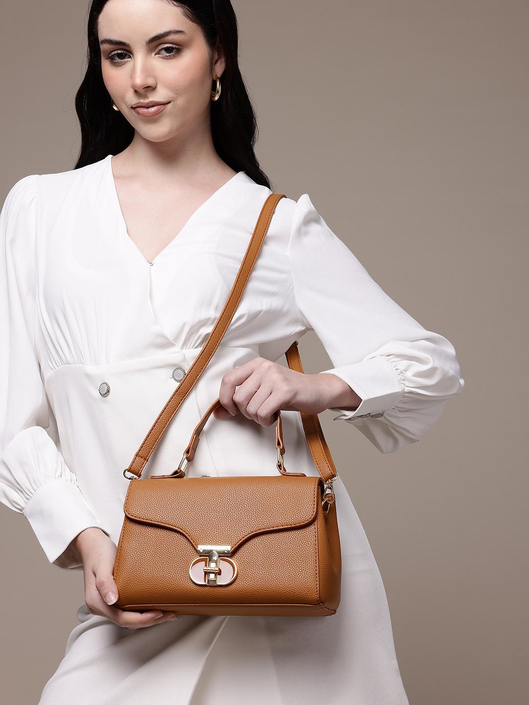 Buy French Connection Textured Structured Satchel Bag - Handbags for ...