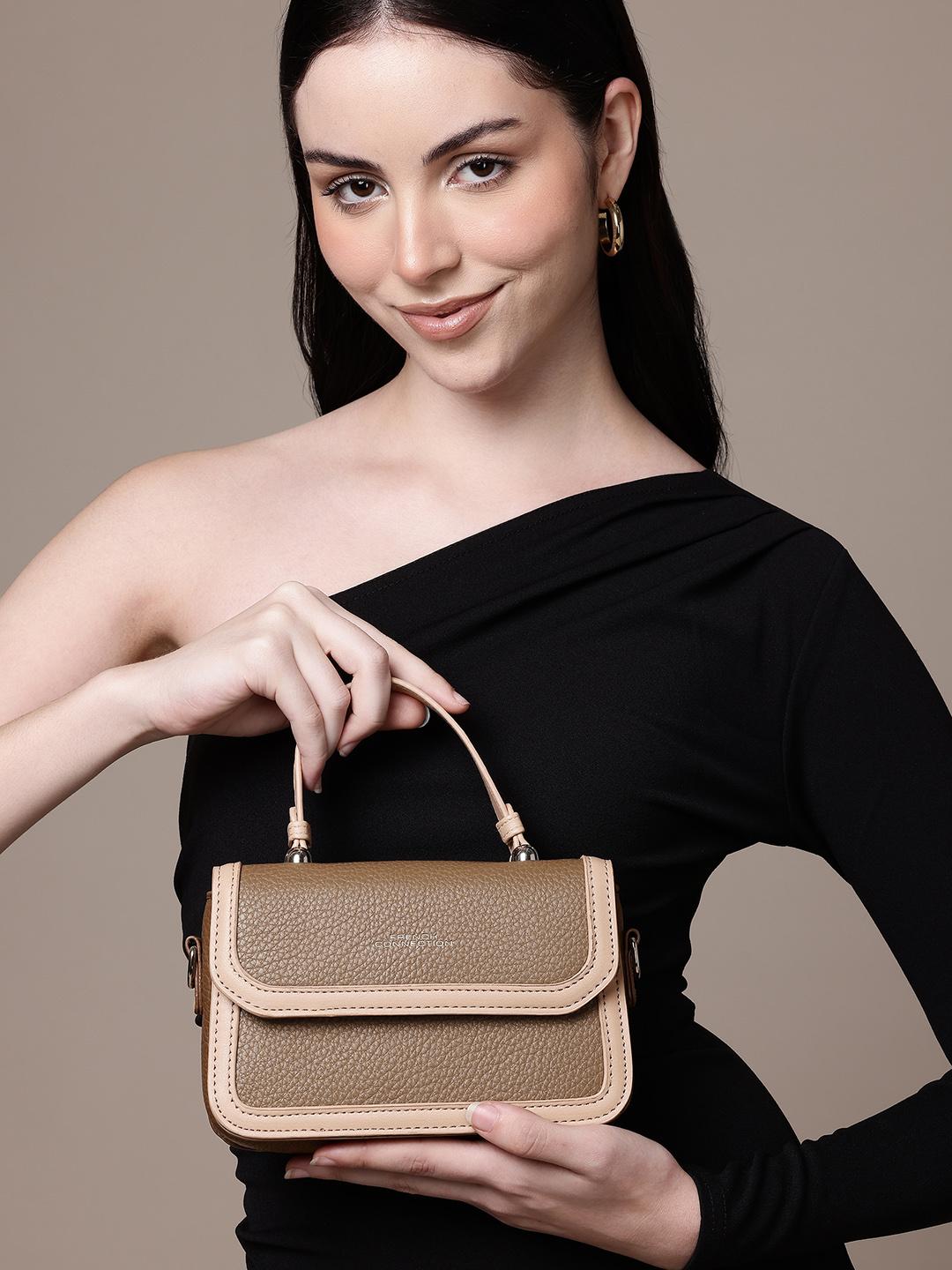 Buy French Connection Textured Structured Satchel Bag - Handbags for ...