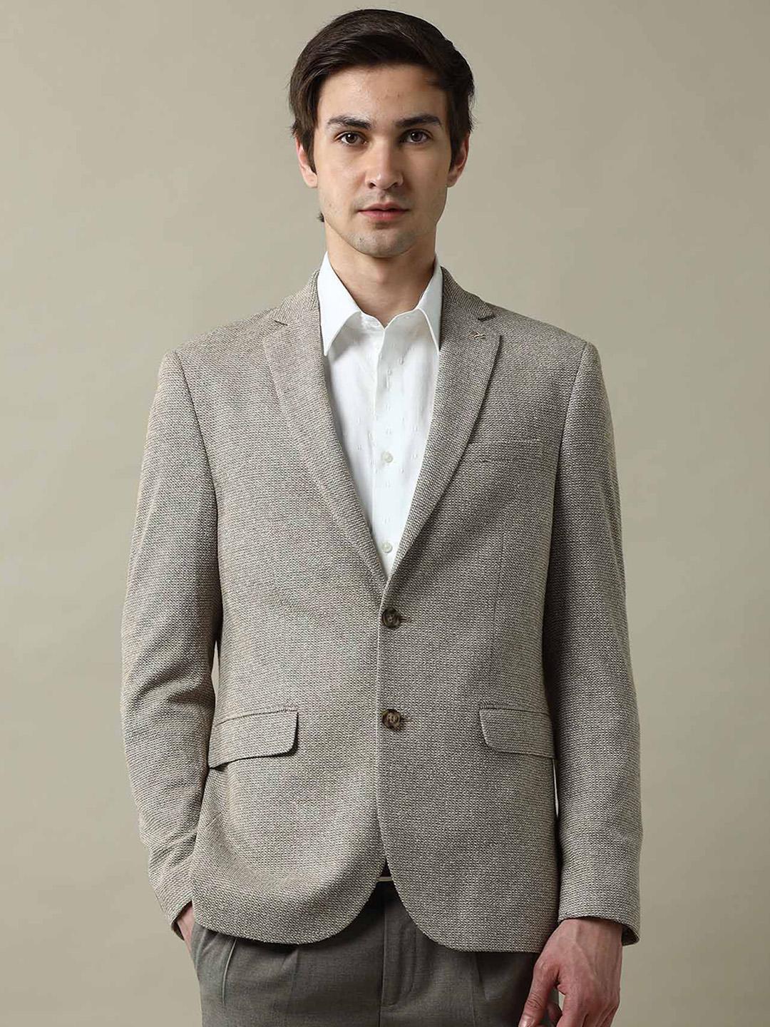 Buy Arrow Self Design Notched Lapel Slim Fit Single Breasted Blazer ...
