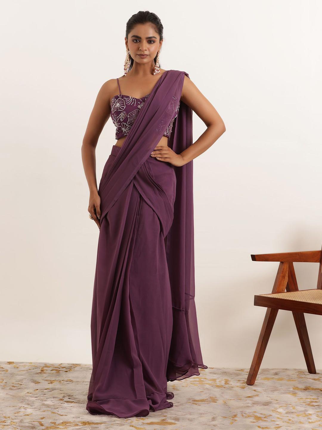 Buy DEASHA INDIA Solid Pure Georgette Saree - Sarees for Women 33311299 ...