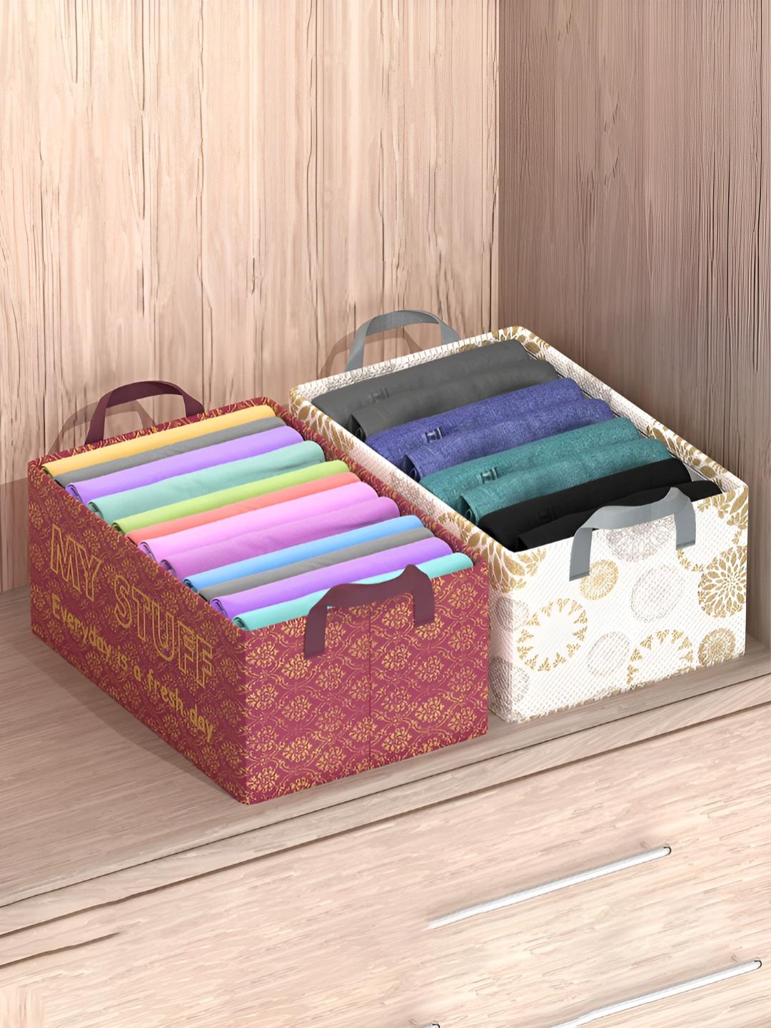 Buy Myntra Elegant Homes Maroon 2 Pcs Foldable Non Woven Storage Box ...
