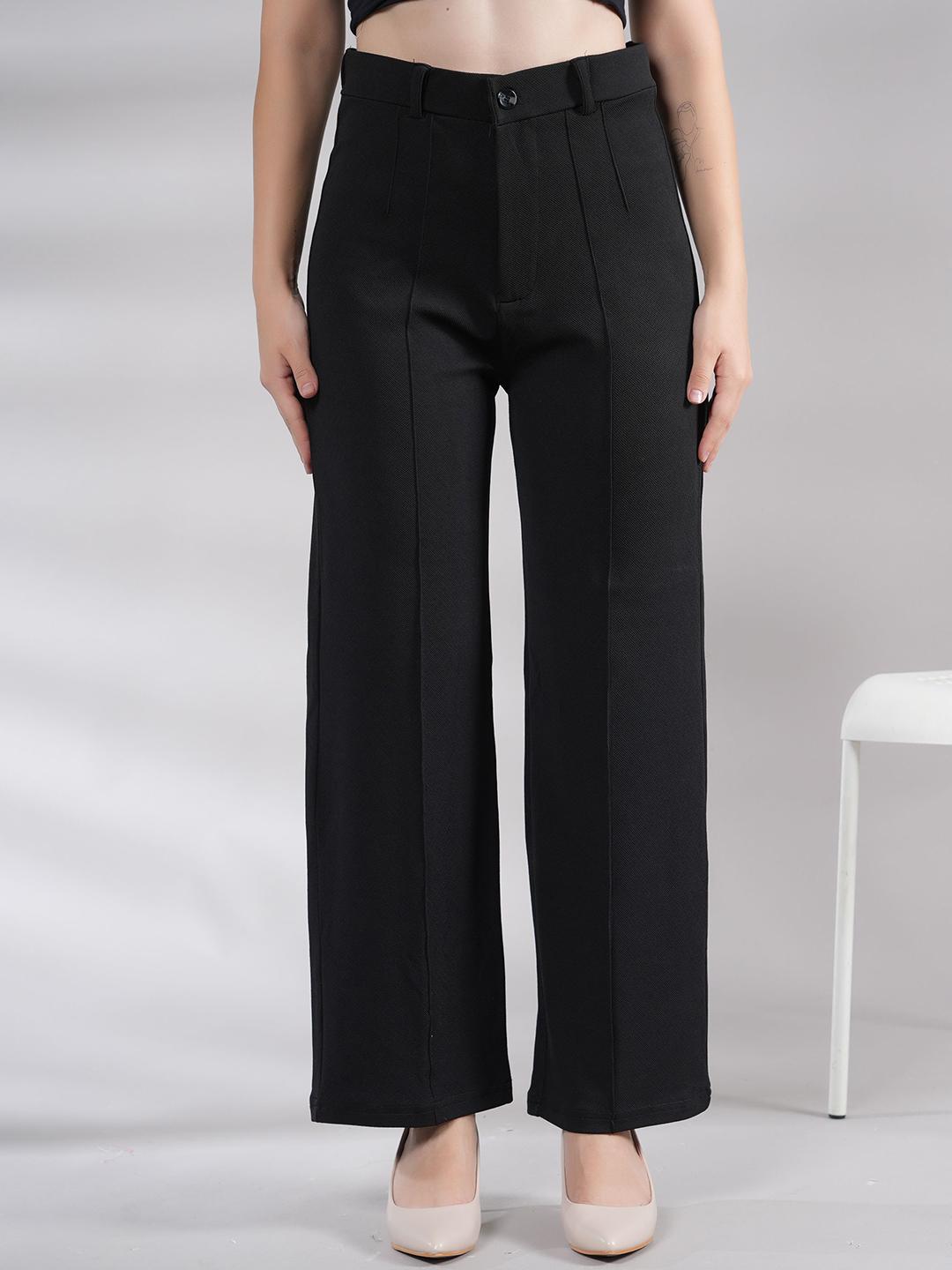 Buy Belfry Women High Rise Straight Fit Easy Wash Parallel Trousers ...