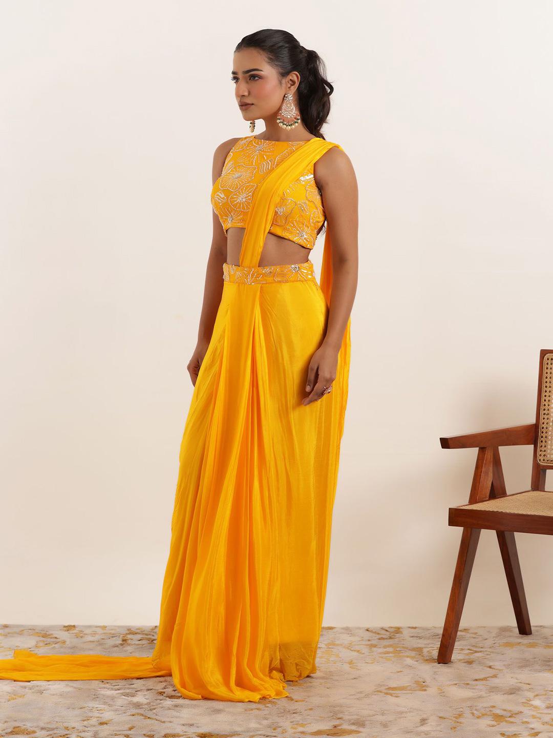 Buy DEASHA INDIA Embellished Solid Embroidered Saree - Sarees for Women ...
