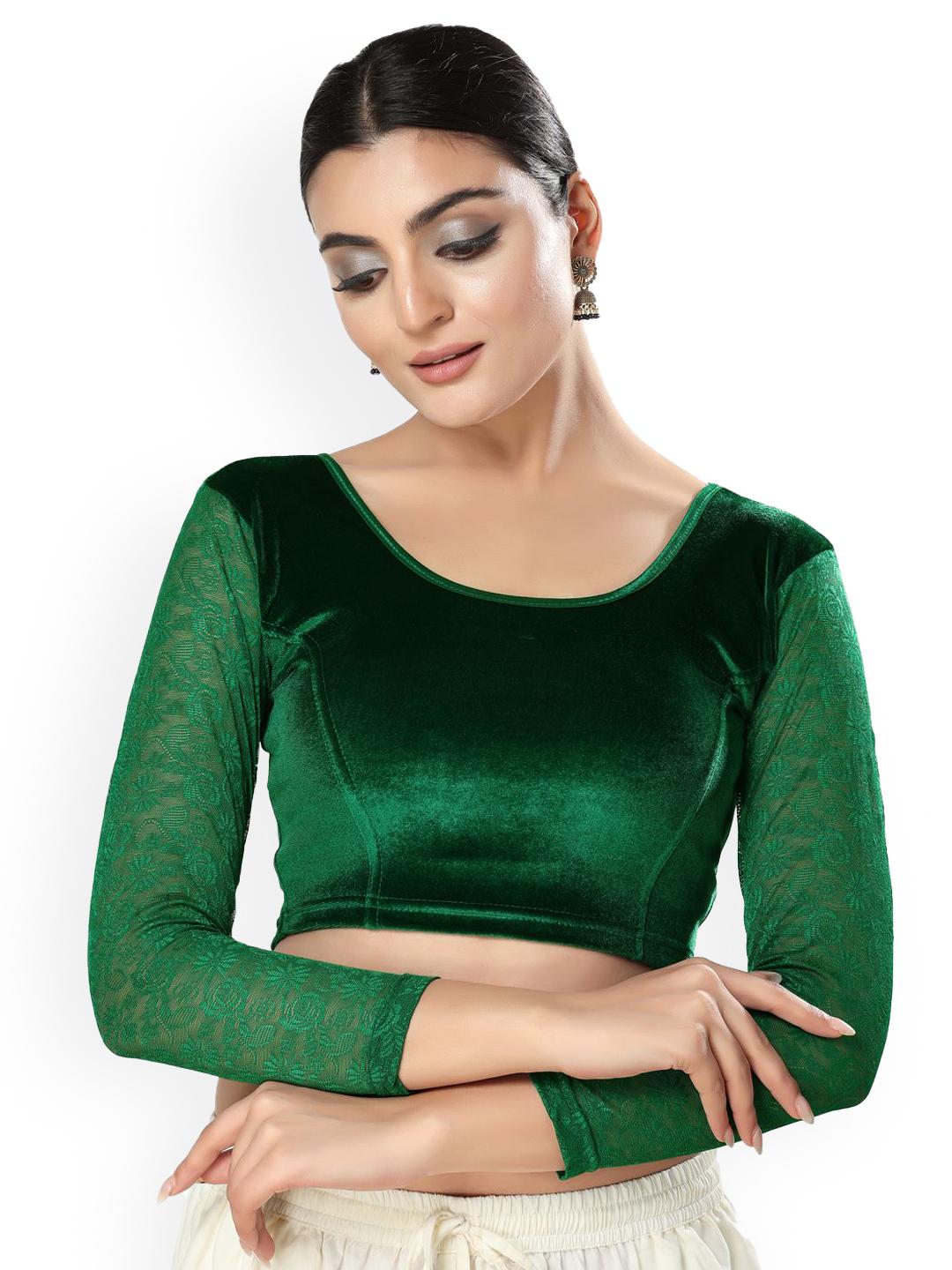 Buy VAMAS THE DESIGNER BLOUSES Round Neck Non Padded Stretchable Saree ...