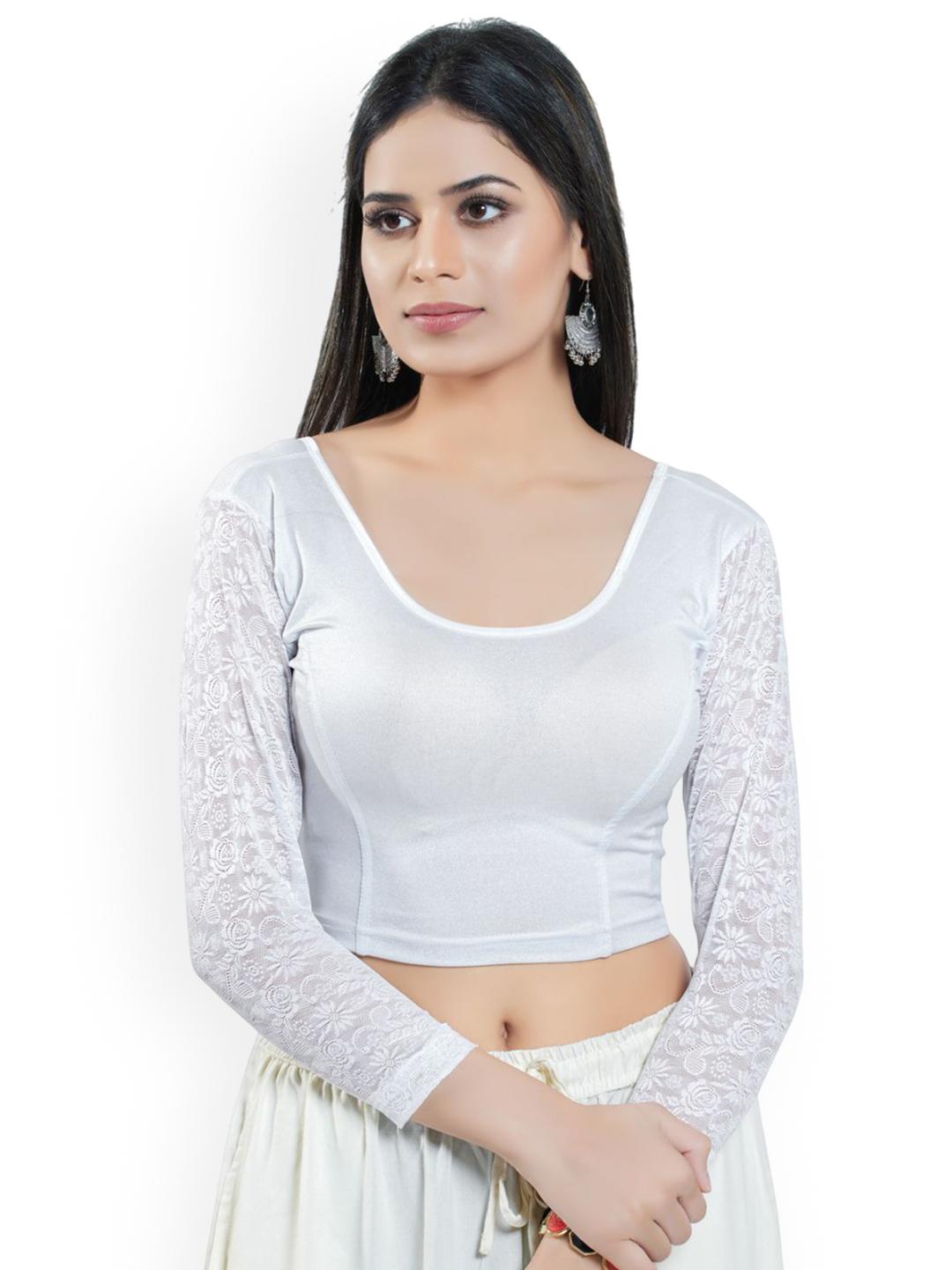 Buy VAMAS THE DESIGNER BLOUSES Round Neck Non Padded Stretchable Saree ...