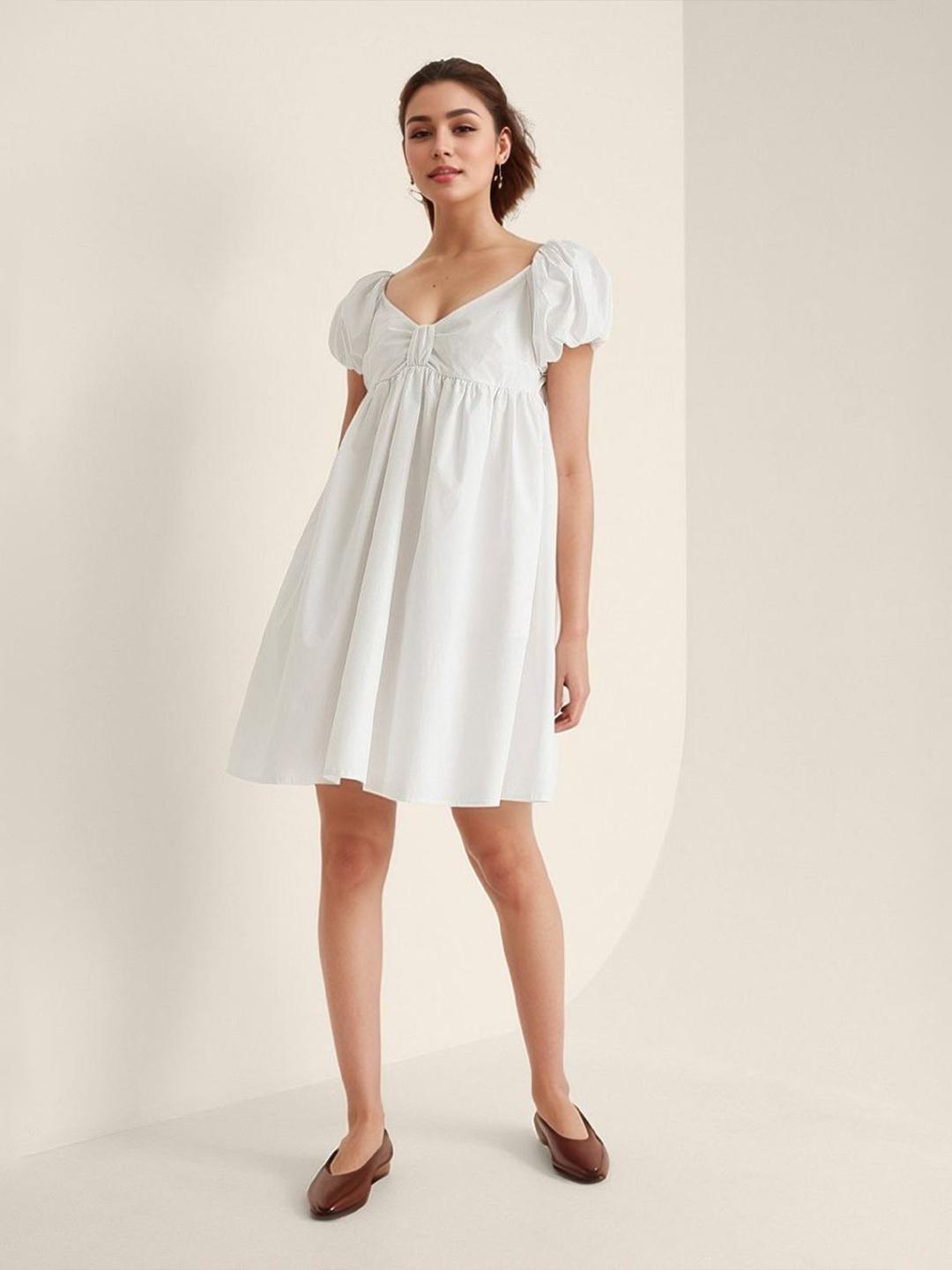 Buy ChicFlick Women Puff Sleeve A Line Dress - Dresses for Women ...