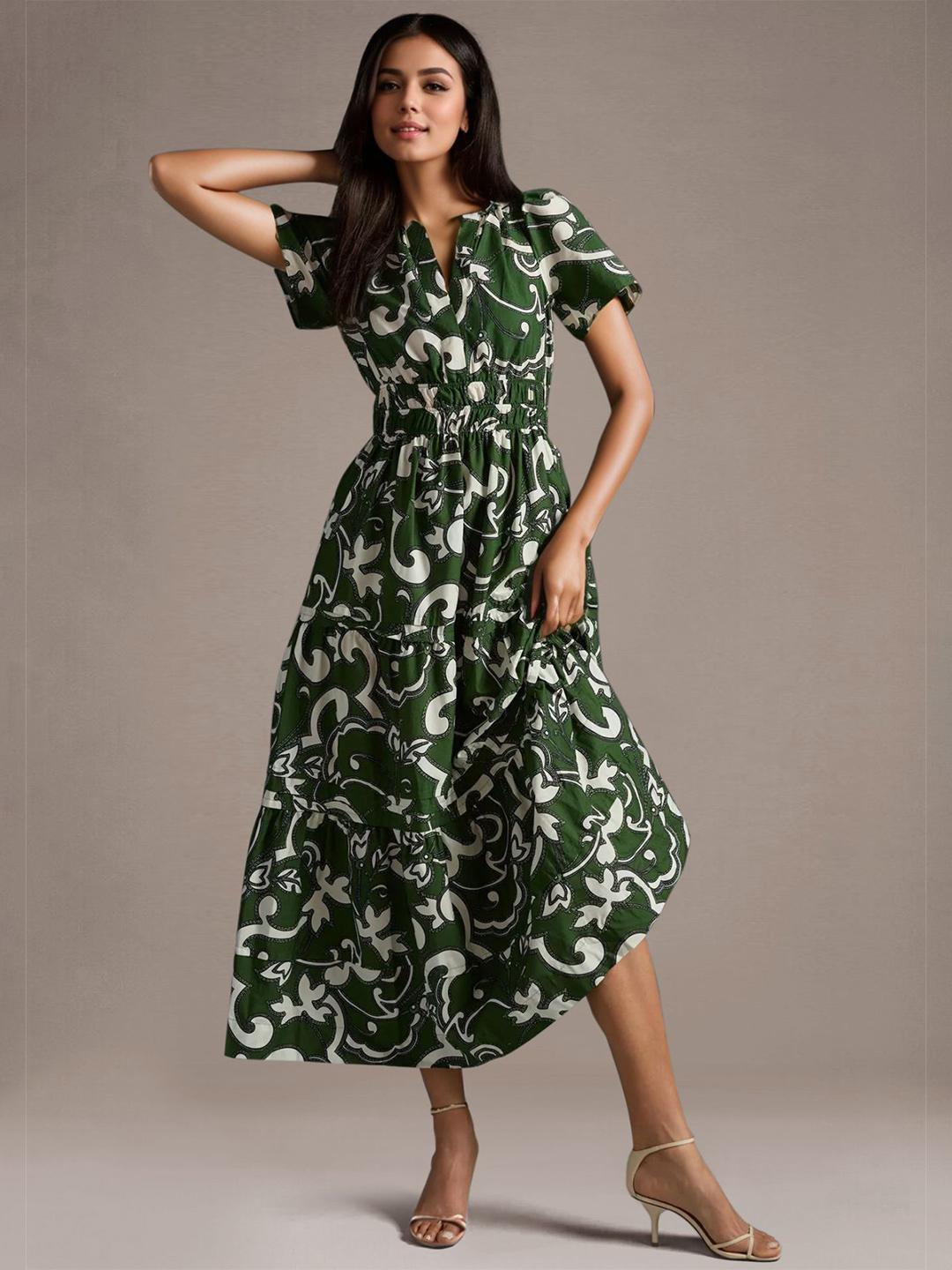 Buy ChicFlick Printed Fit & Flare Midi Dress - Dresses for Women ...