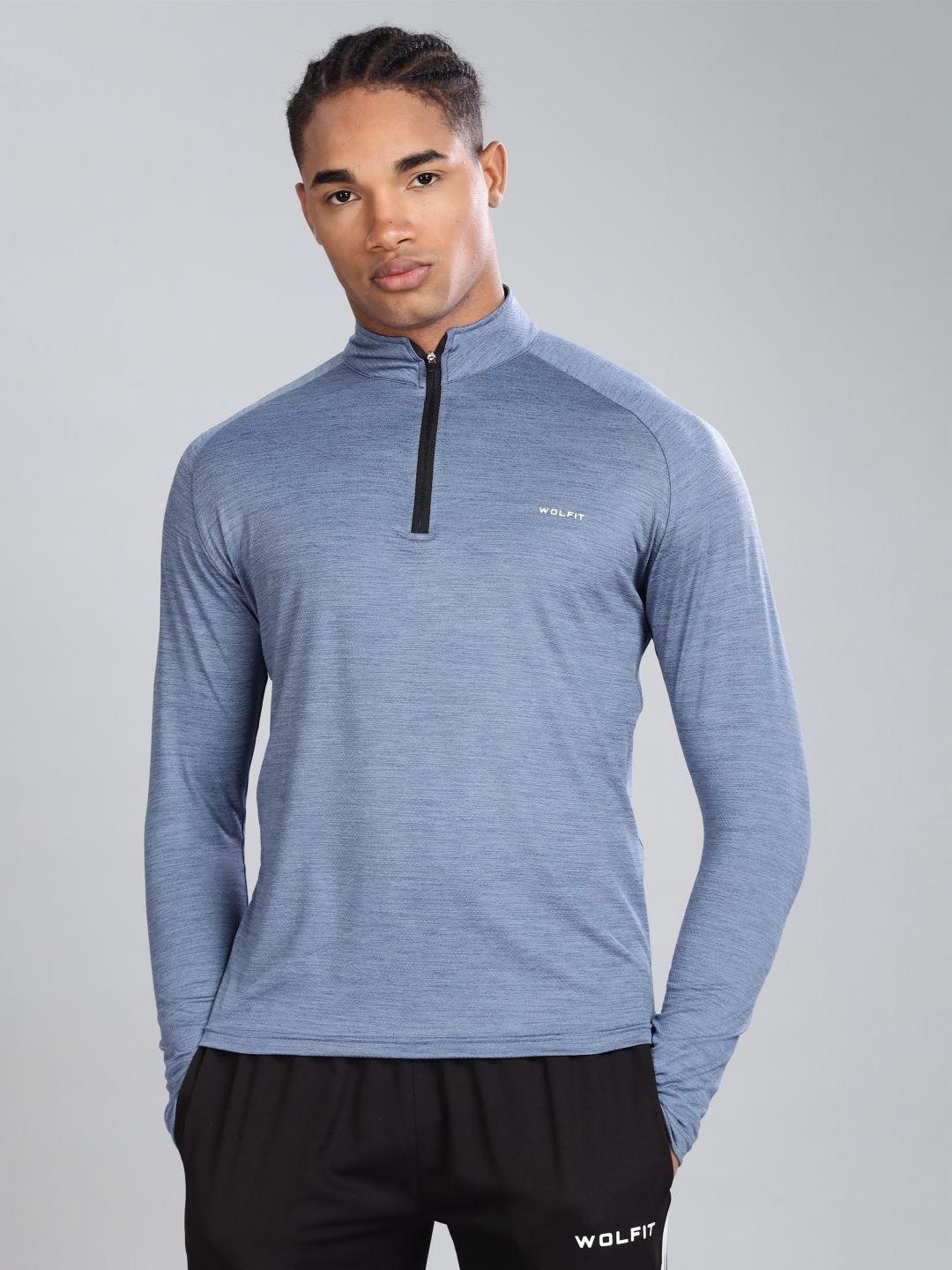 Buy WOLFIT ATHLEISURE Men Dri FIT Solid High Neck Slim Fit T Shirt ...