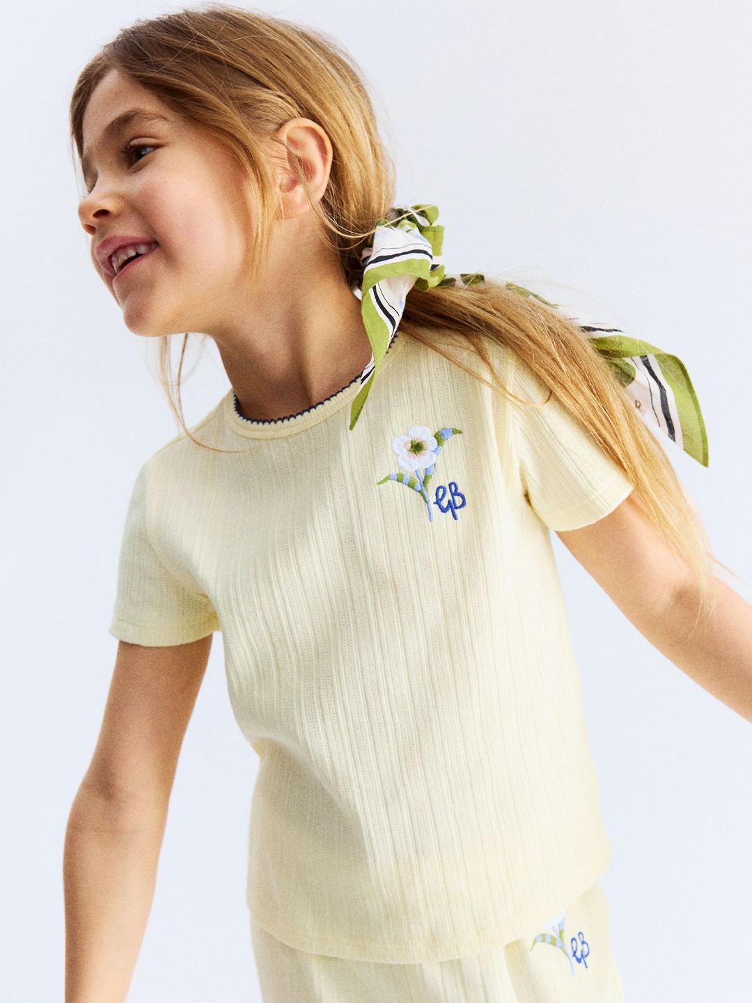 Buy H&M Girl's Floral Embroidered Jersey Top - Tops for Girls 33372070 ...
