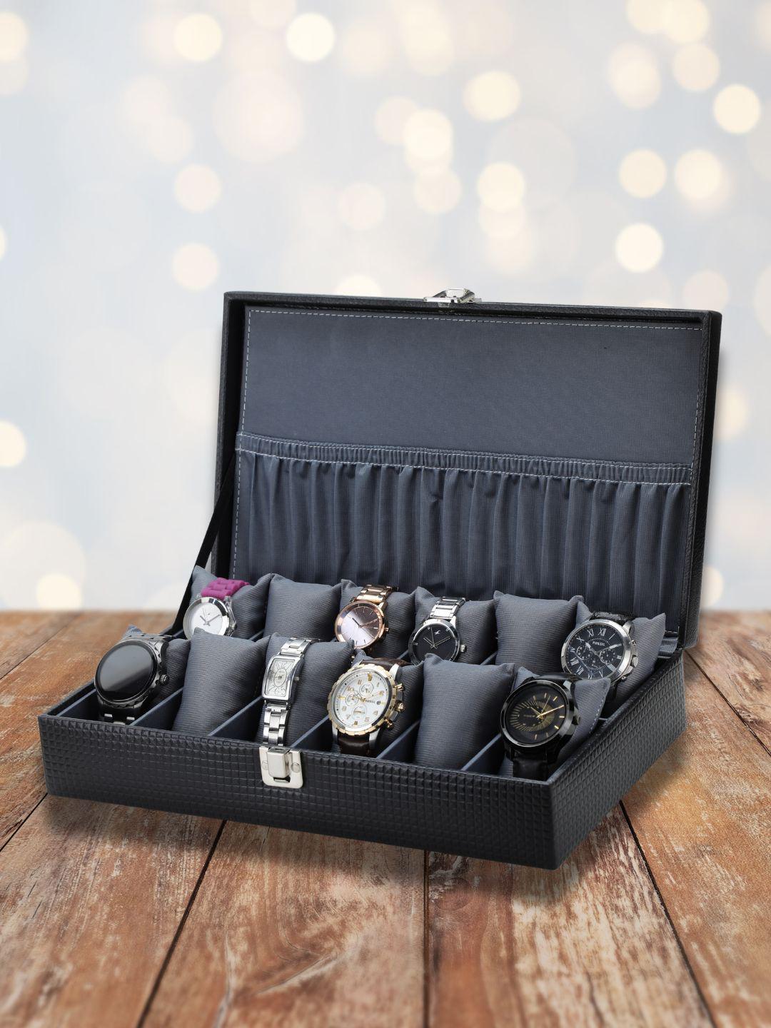Buy ZENWOOD Black 12 Slots Watch Organiser Box - Watch Organiser for ...