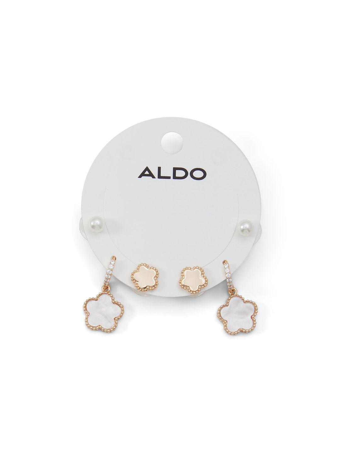 Buy ALDO Set Of 3 Gold Plated Rhinestone Studded Contemporary Studs ...