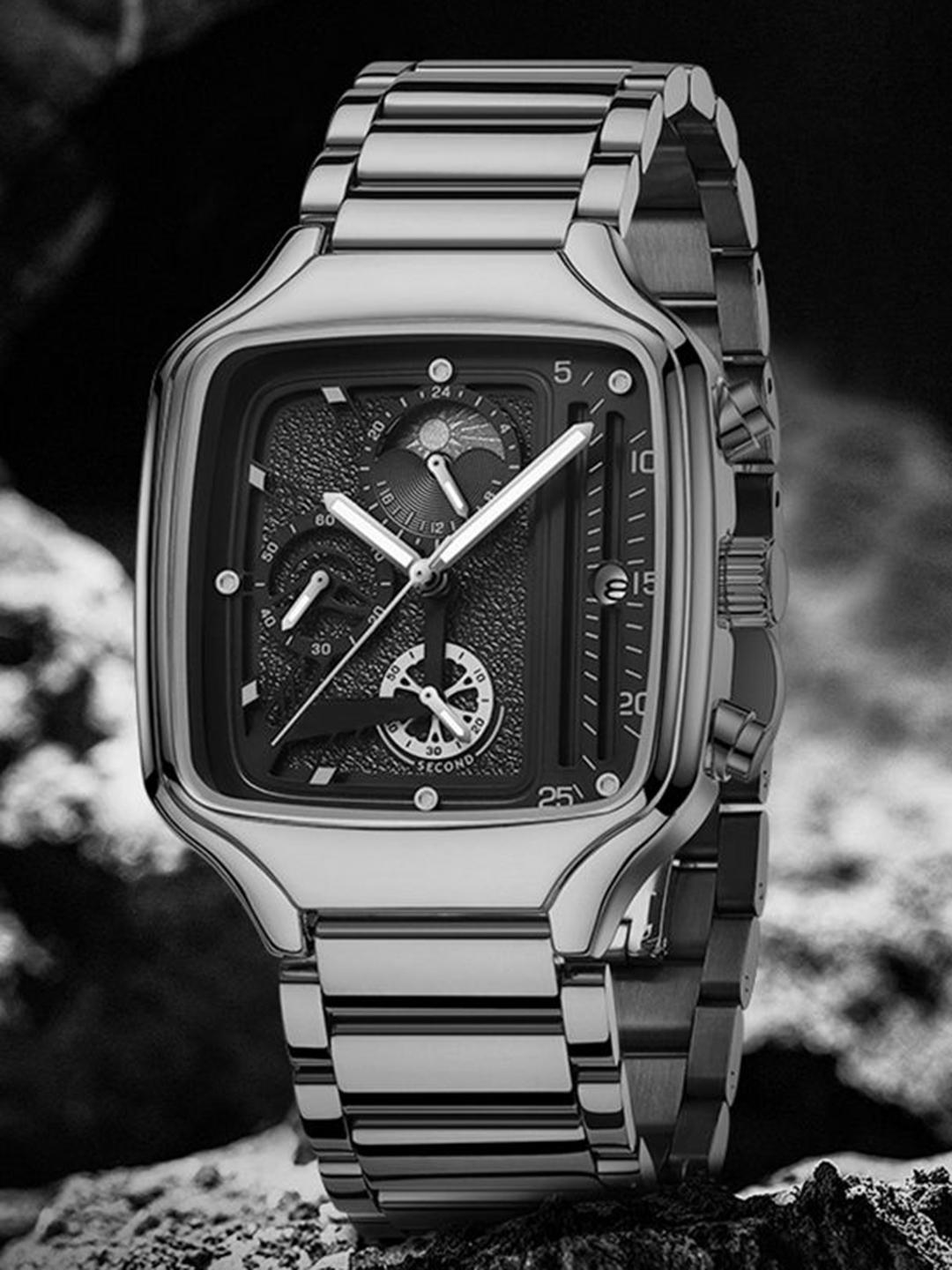 Buy ALIX Men Square Dial & Stainless Steel Straps Analogue Date ...