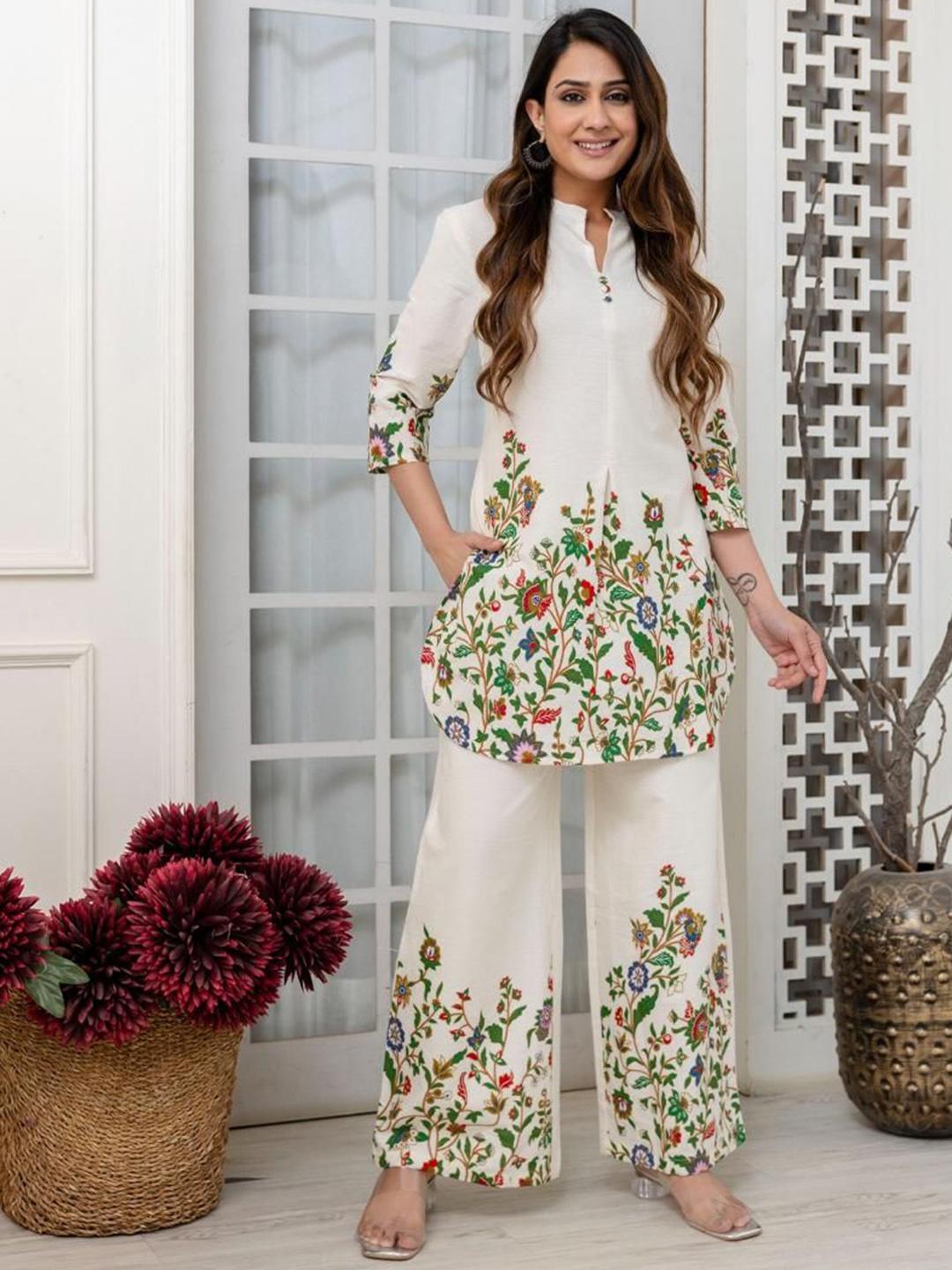 Buy AUTUMN LANE Colba Vibe Printed Pure Cotton Tunic With Palazzo Co ...
