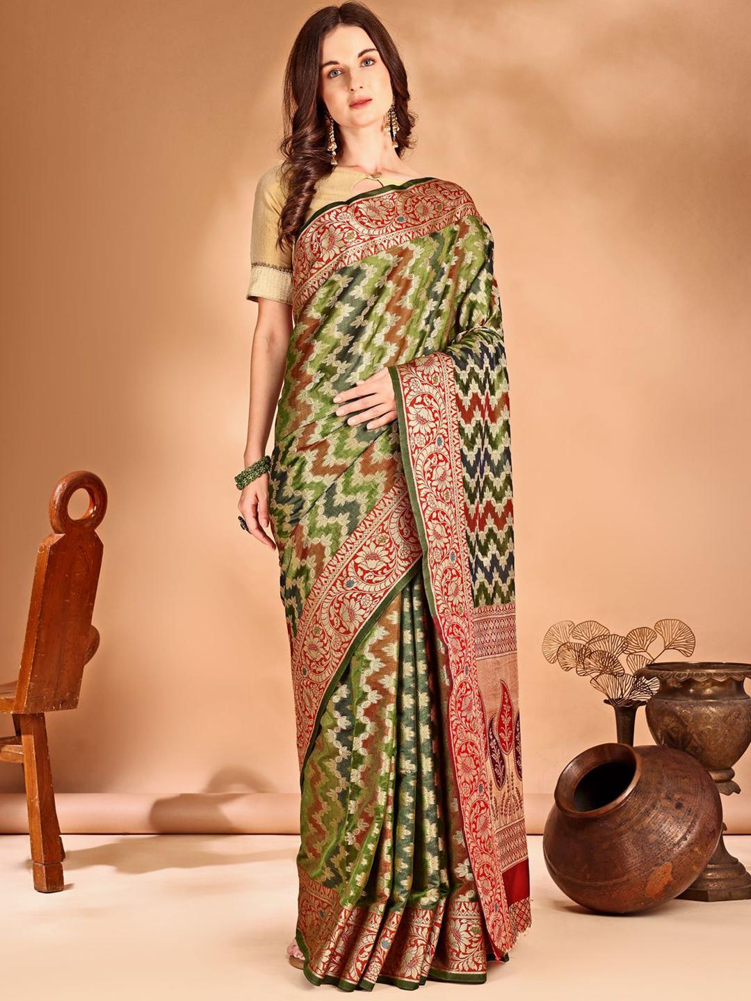 Buy Anouk Rustic Woven Design Zari Organza Banarasi Saree - Sarees for ...