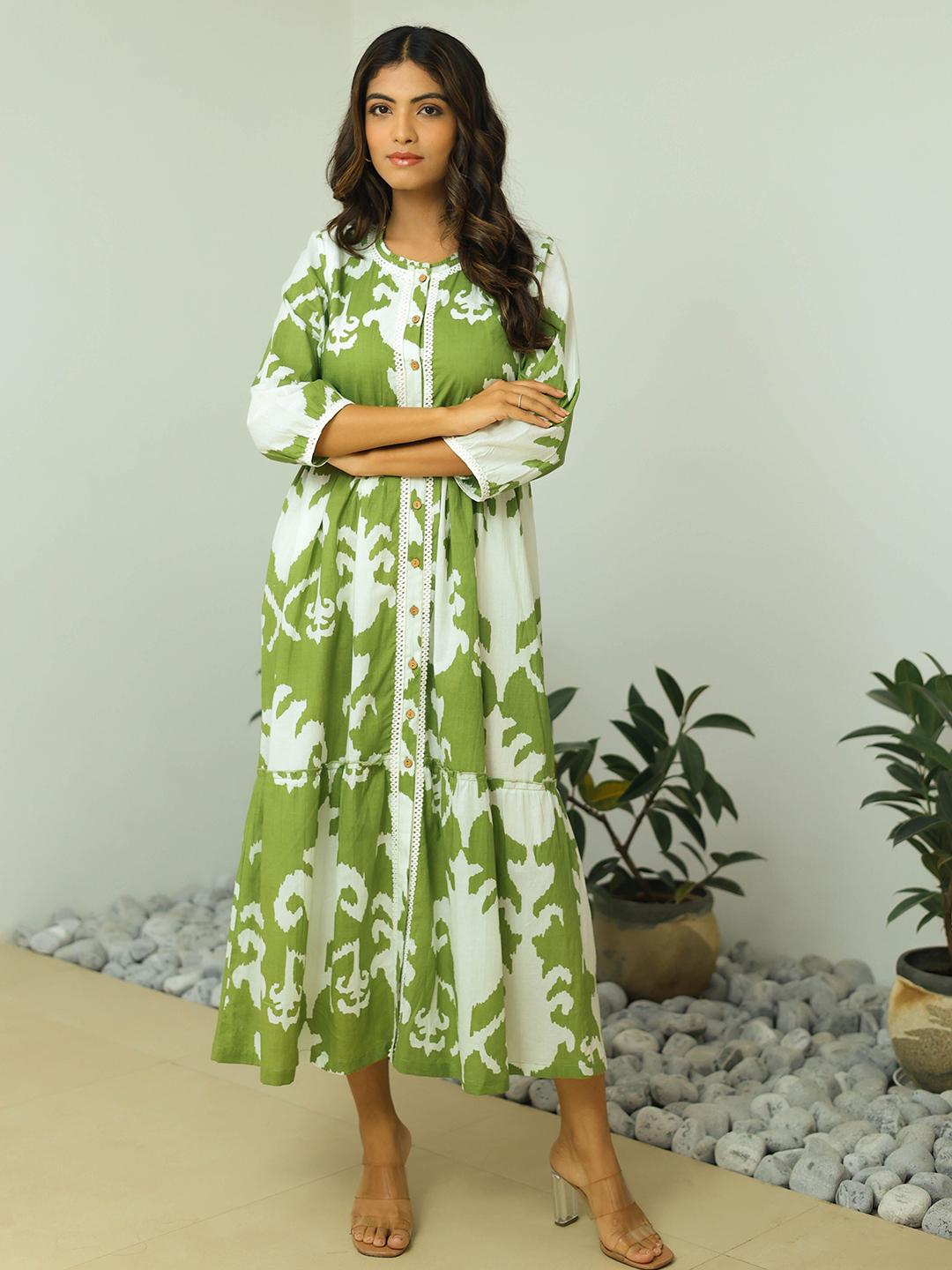 Buy Label Reyya Floral Printed A Line Midi Dress - Dresses for Women ...