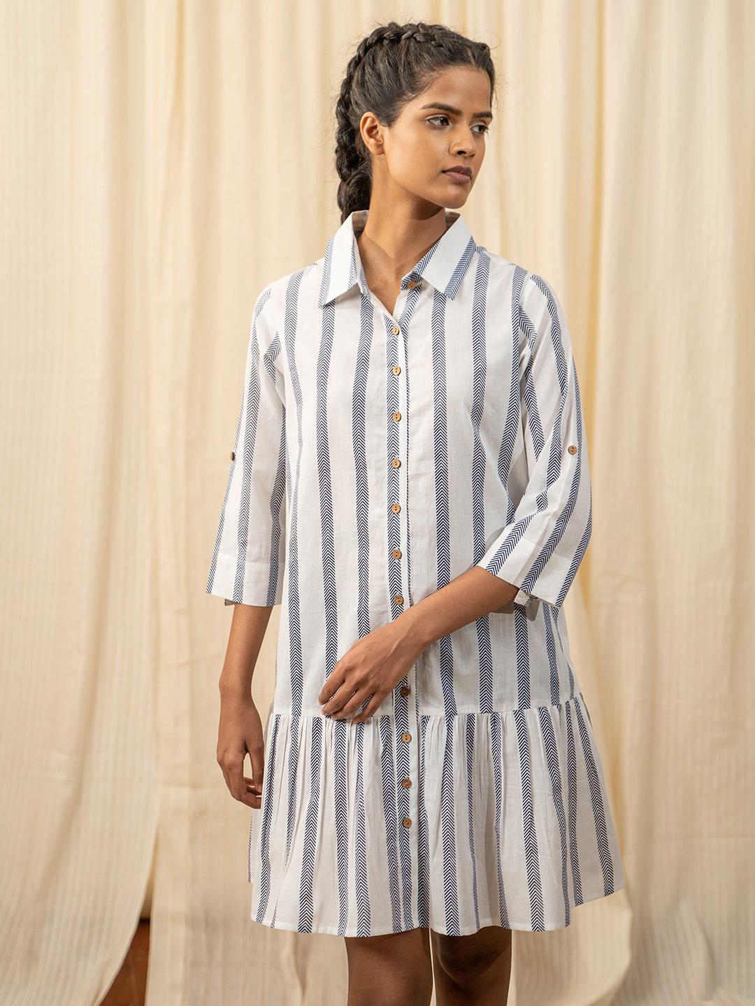 Buy Label Reyya Striped Cotton Shirt Dress - Dresses for Women 33032565 ...