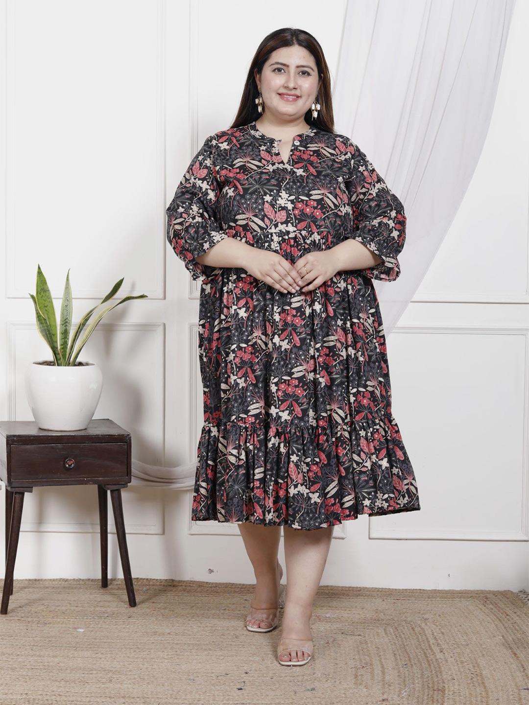 Buy Swasti Ethnic Motifs Print Fit & Flare Maxi Dress - Dresses for ...
