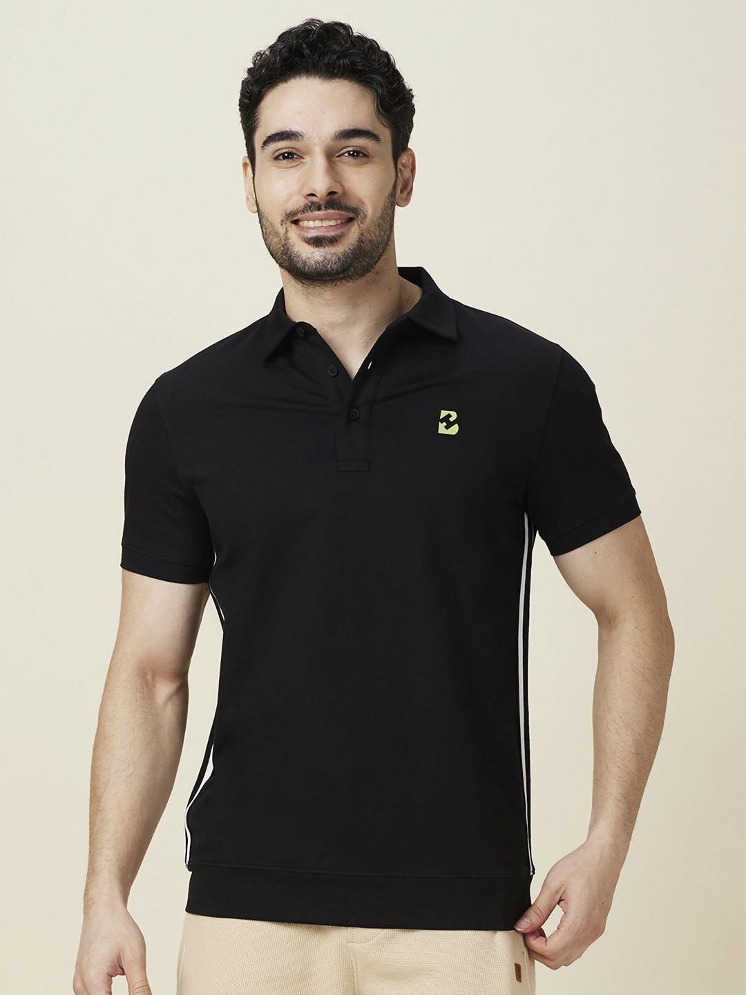 Buy Being Human Men Mandarin Collar Pure Cotton Applique T Shirt ...