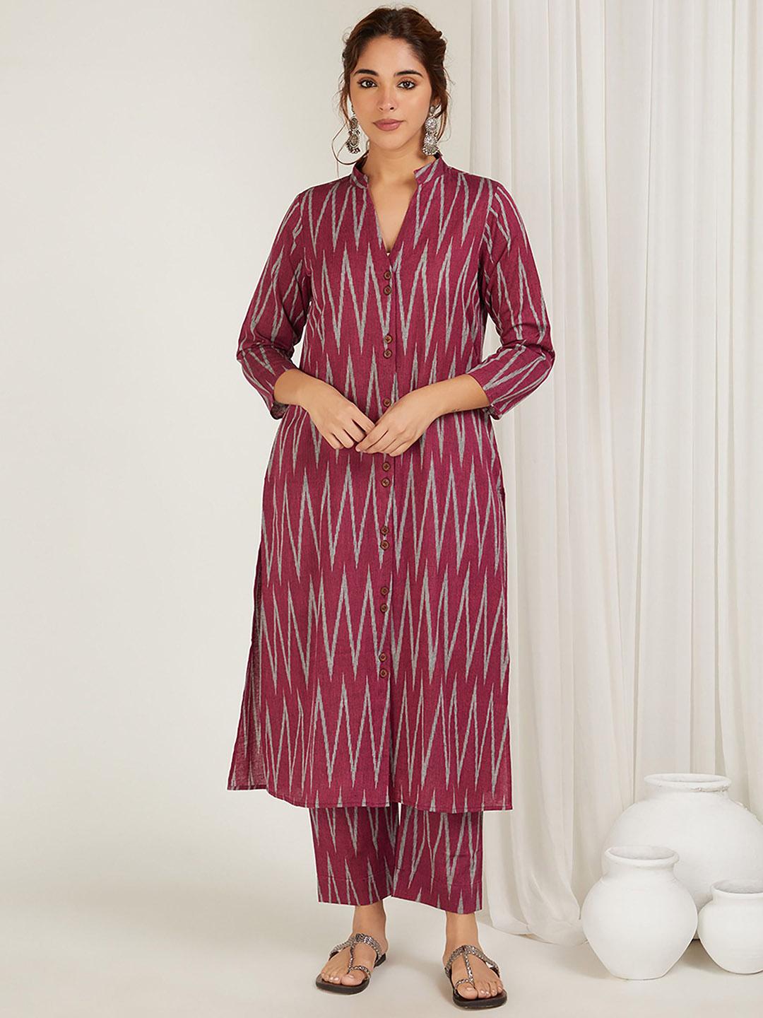 Buy CYAN Women Printed Regular Pure Cotton Kurta With Trousers - Kurta ...