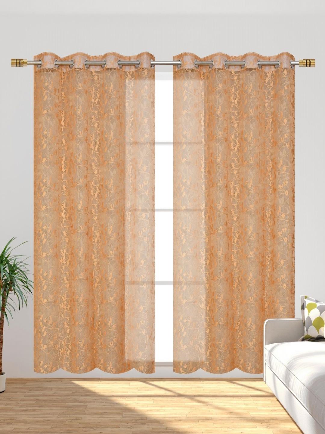 Buy Galaxy Home Decor Gold Toned Set Of 2 Sheer Door Curtain - Curtains ...