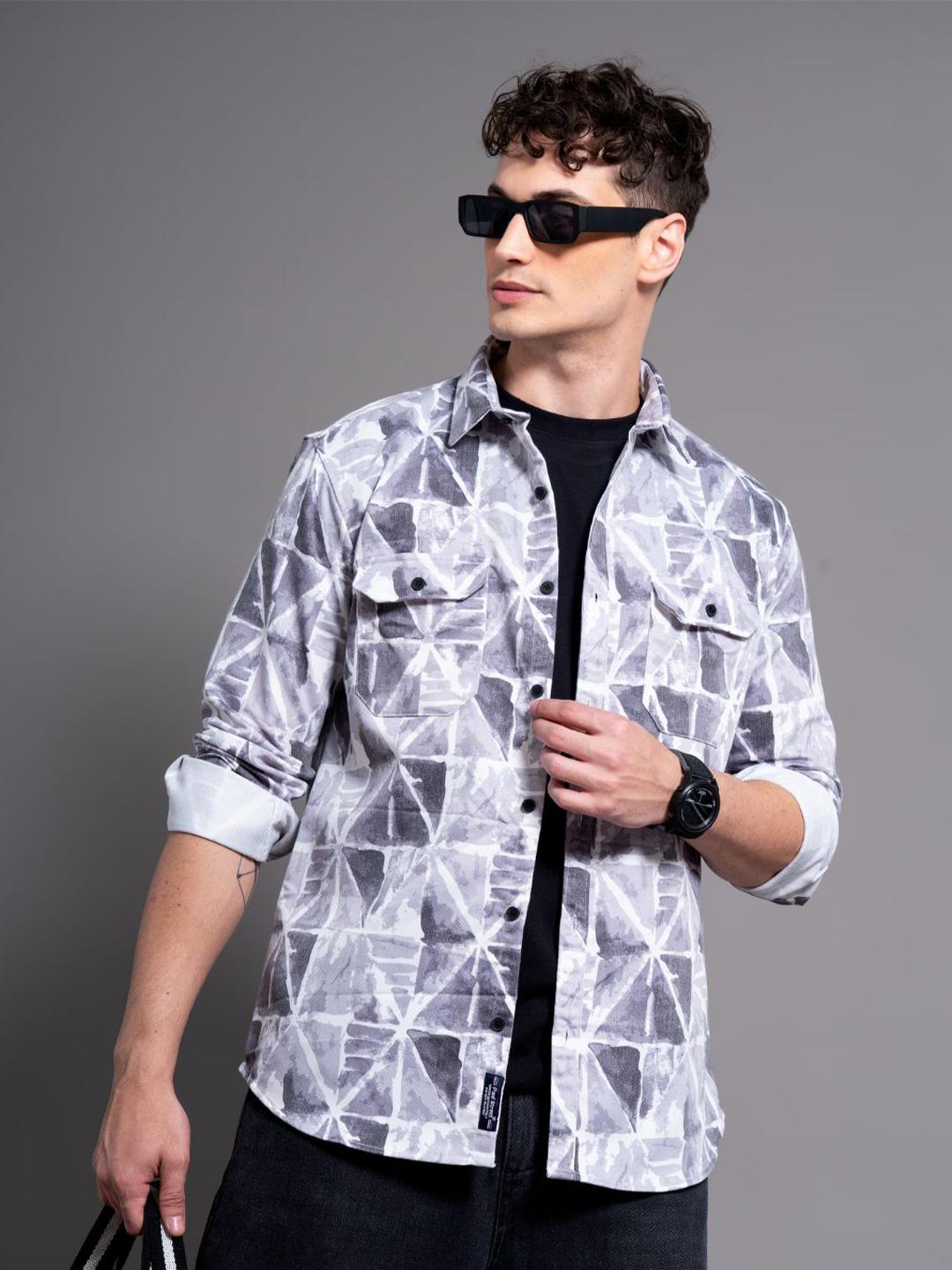 Buy PAUL STREET Standard Slim Fit Abstract Printed Pure Cotton Shirt ...