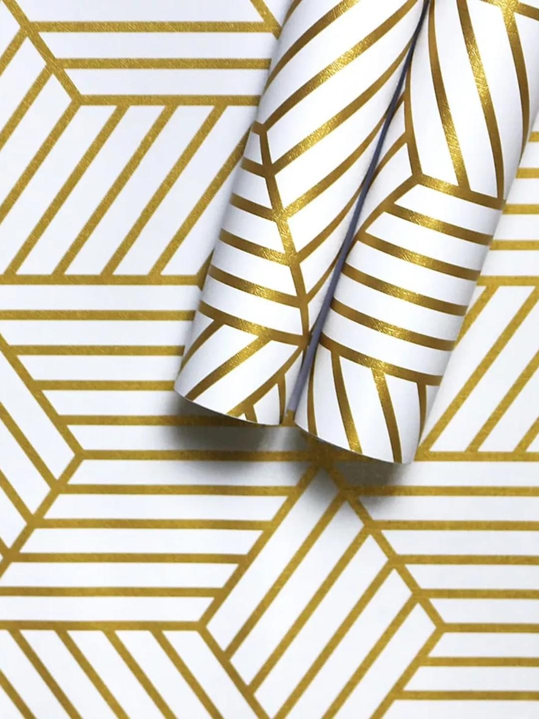 Buy Aura White Striped Waterproof & Oil Proof Self Adhesive Wallpaper ...