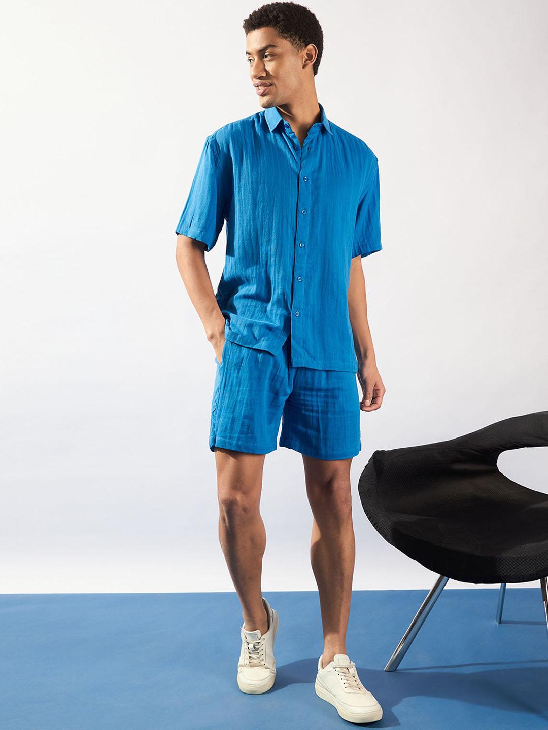 Buy DENNISON Pure Cotton Cotton Oversized Shirt With Short Co Ords - Co ...