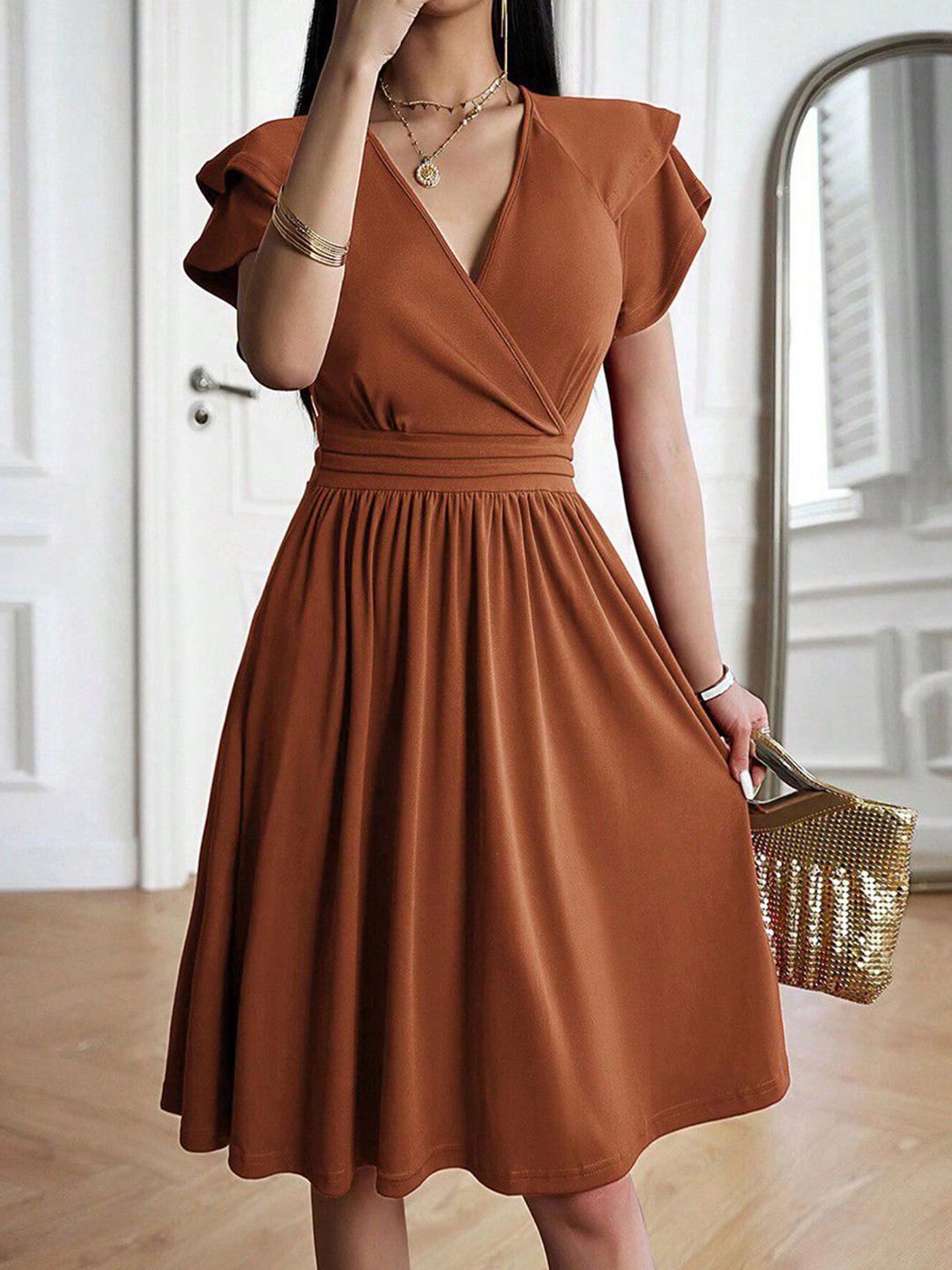 Buy The Roadster Lifestyle Co V Neck Flared Dress - Dresses for Women ...