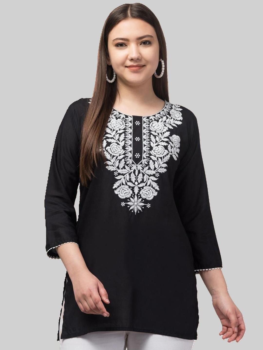 Buy Aura Glam Embroidered Thread Work Thread Work Kurti - Kurtis for ...
