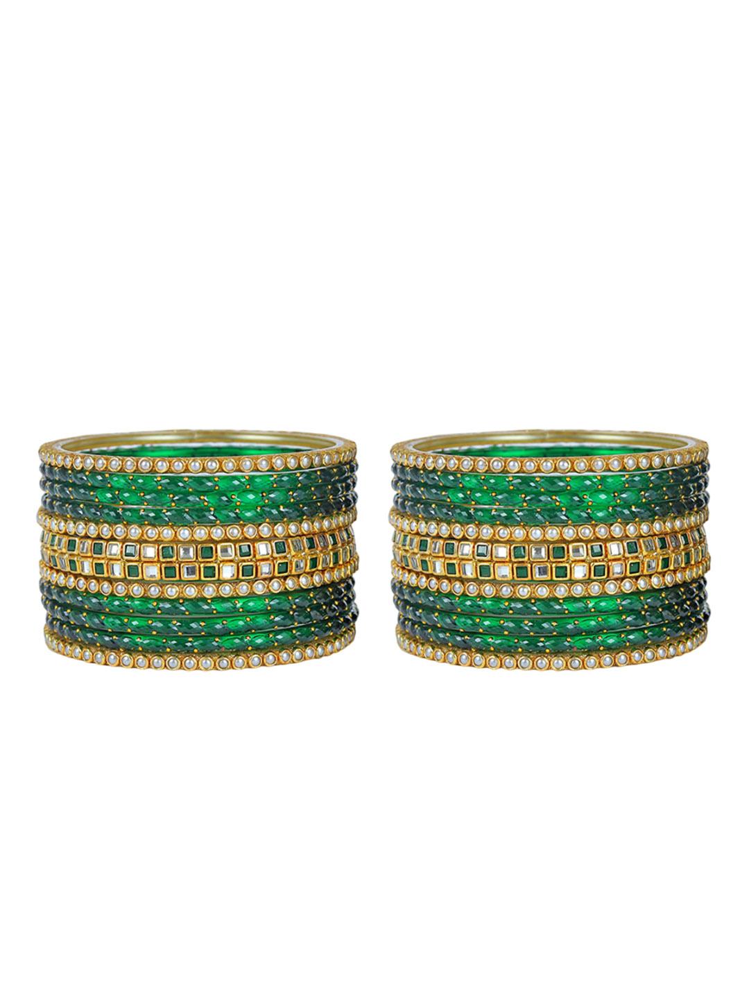 Buy KOTTIAR CREATIONS Set Of 22 Crystal Studded Glass Diamond Bangle ...