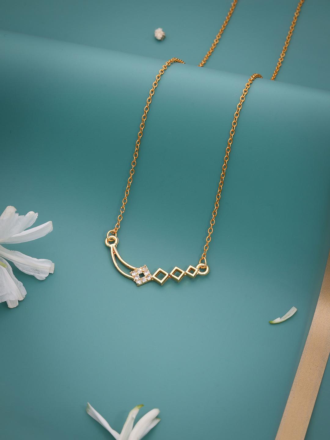 Buy Anouk Gold Plated American Diamond Studded Chain - Necklace And ...