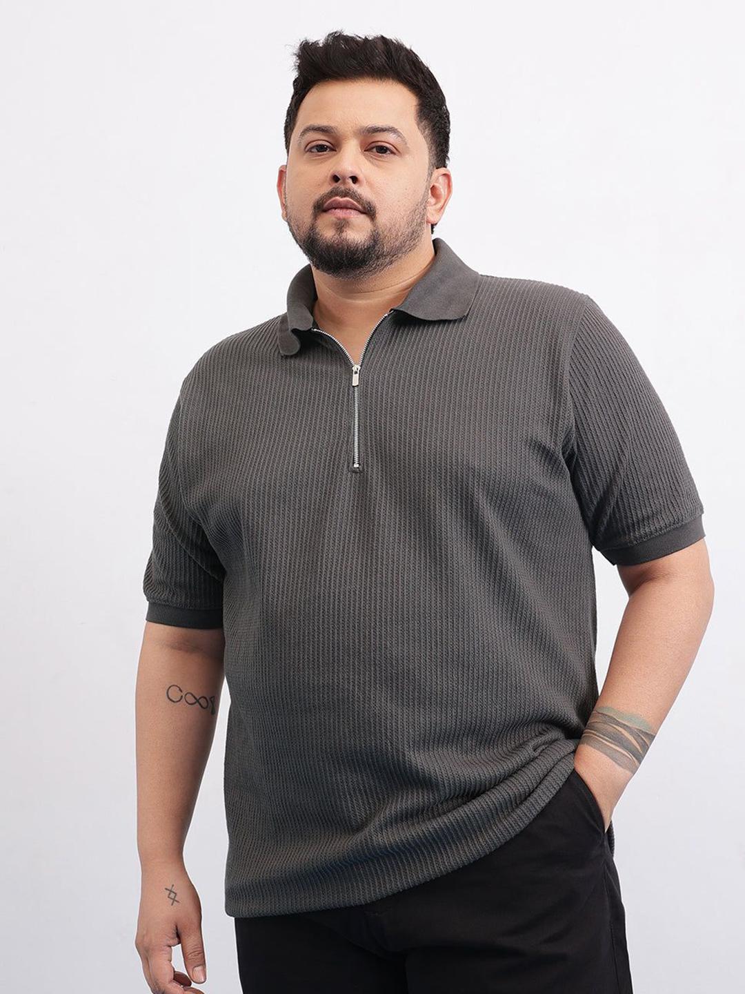 Buy UNSTD Men Plus Size Zipper Textured Polo T Shirt - Tshirts for Men 34143409 | Myntra