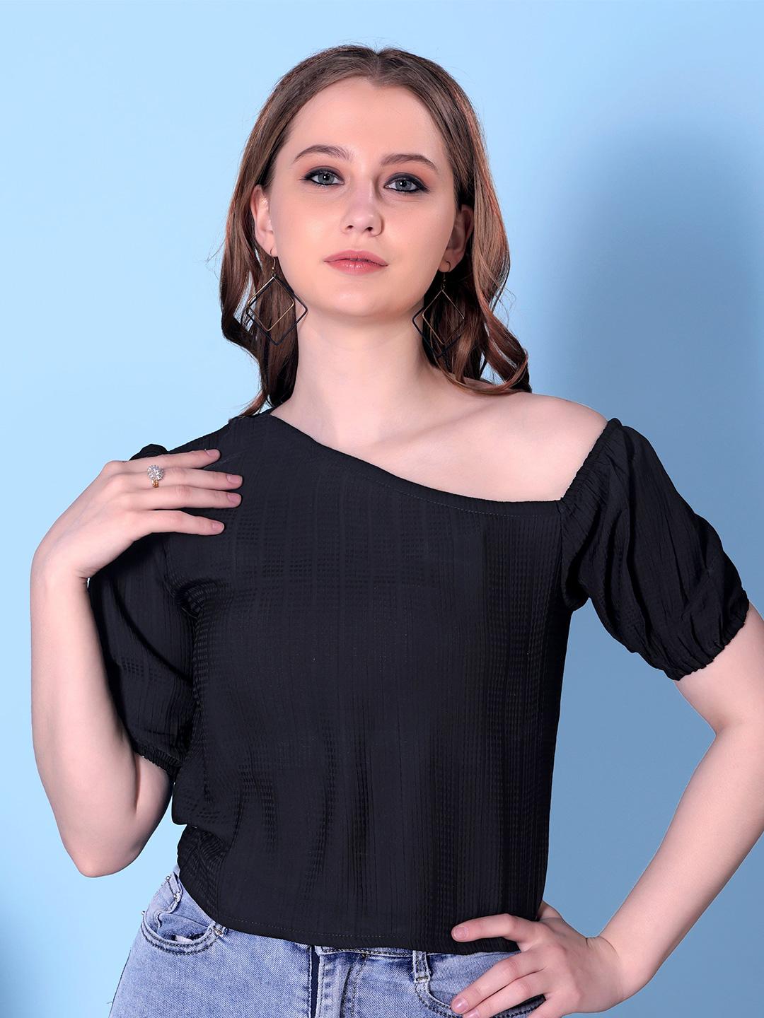 Buy KATLINE Women Self Design Off Shoulder Top - Tops for Women ...