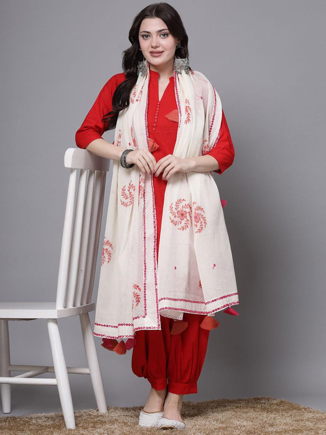 Buy Clora Creation Women Regular Kurta With Salwar & With Embroidered Dupatta - Kurta Sets for ...