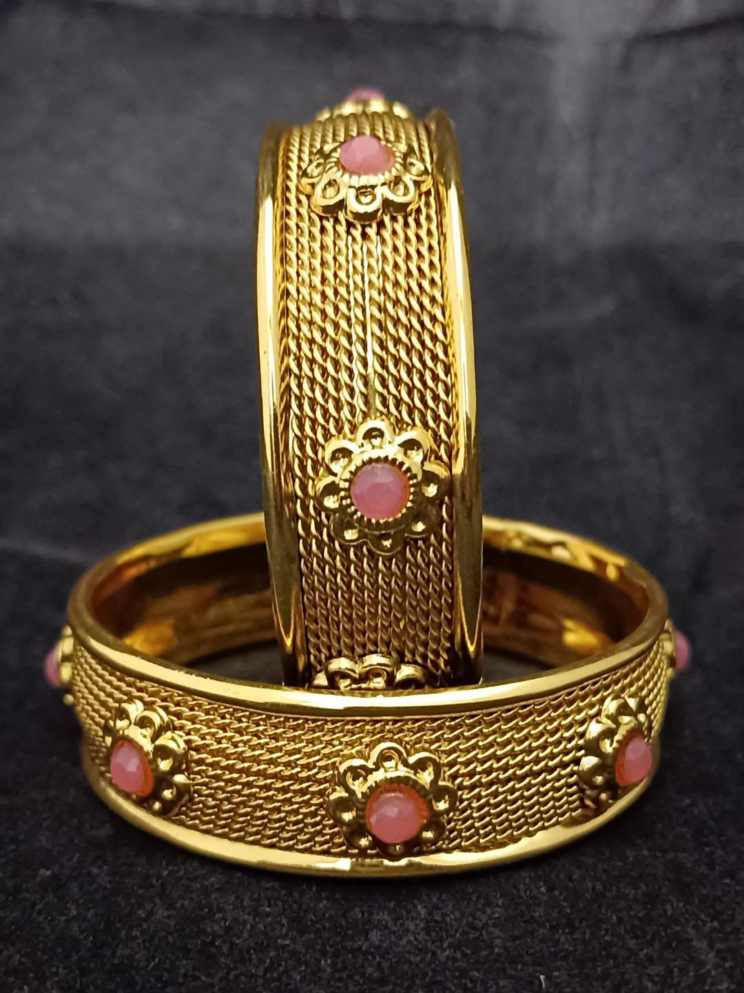 Buy EVY Set Of 2 Gold Plated AD Studded Bangles - Bangle for Women ...