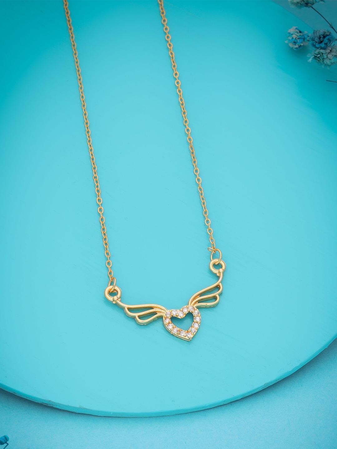 Buy Anouk Gold Plated American Diamond Studded Chain - Necklace And ...