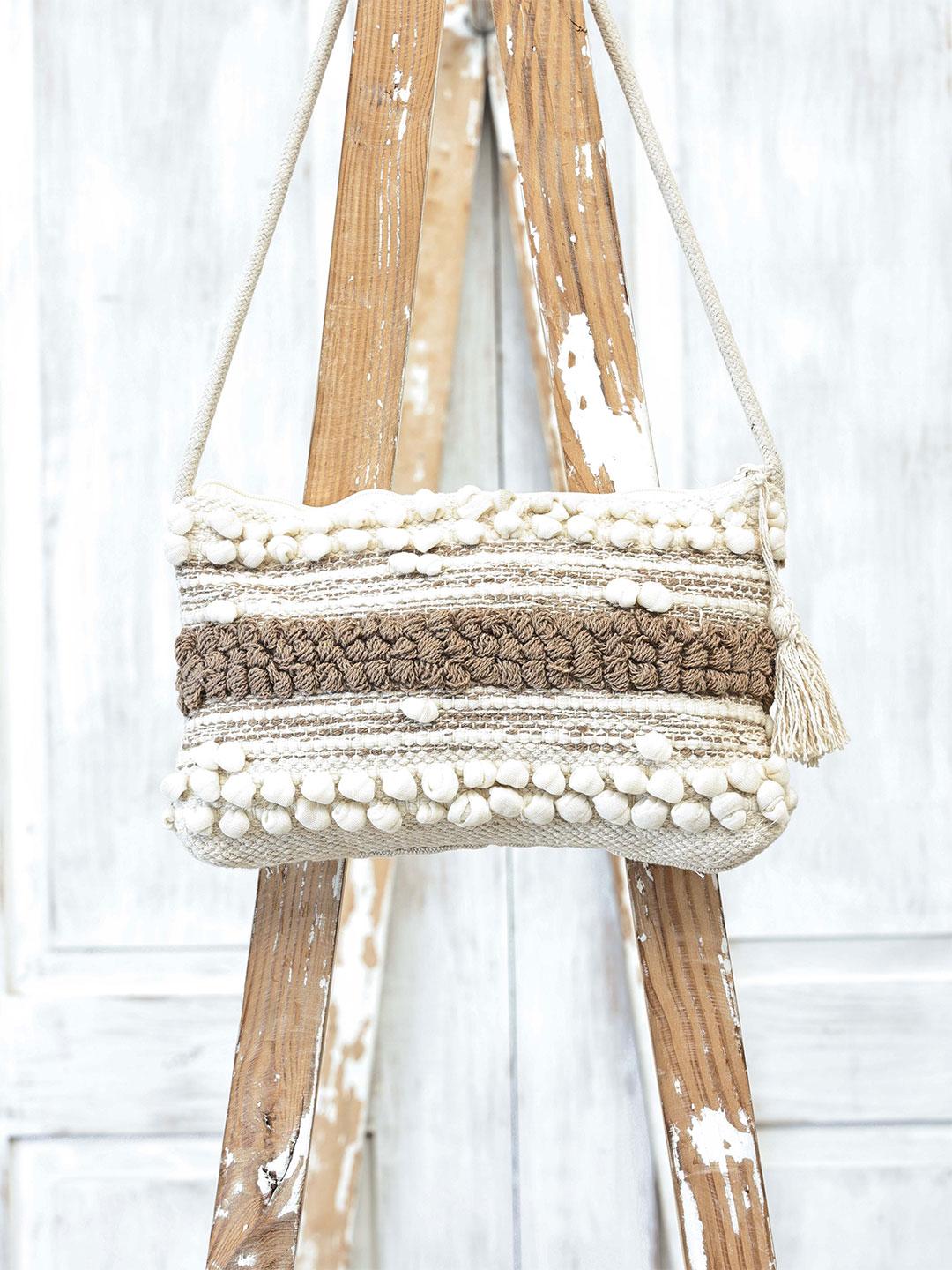 Buy Ariana Striped Structured Sling Bag With Fringed - Handbags for ...