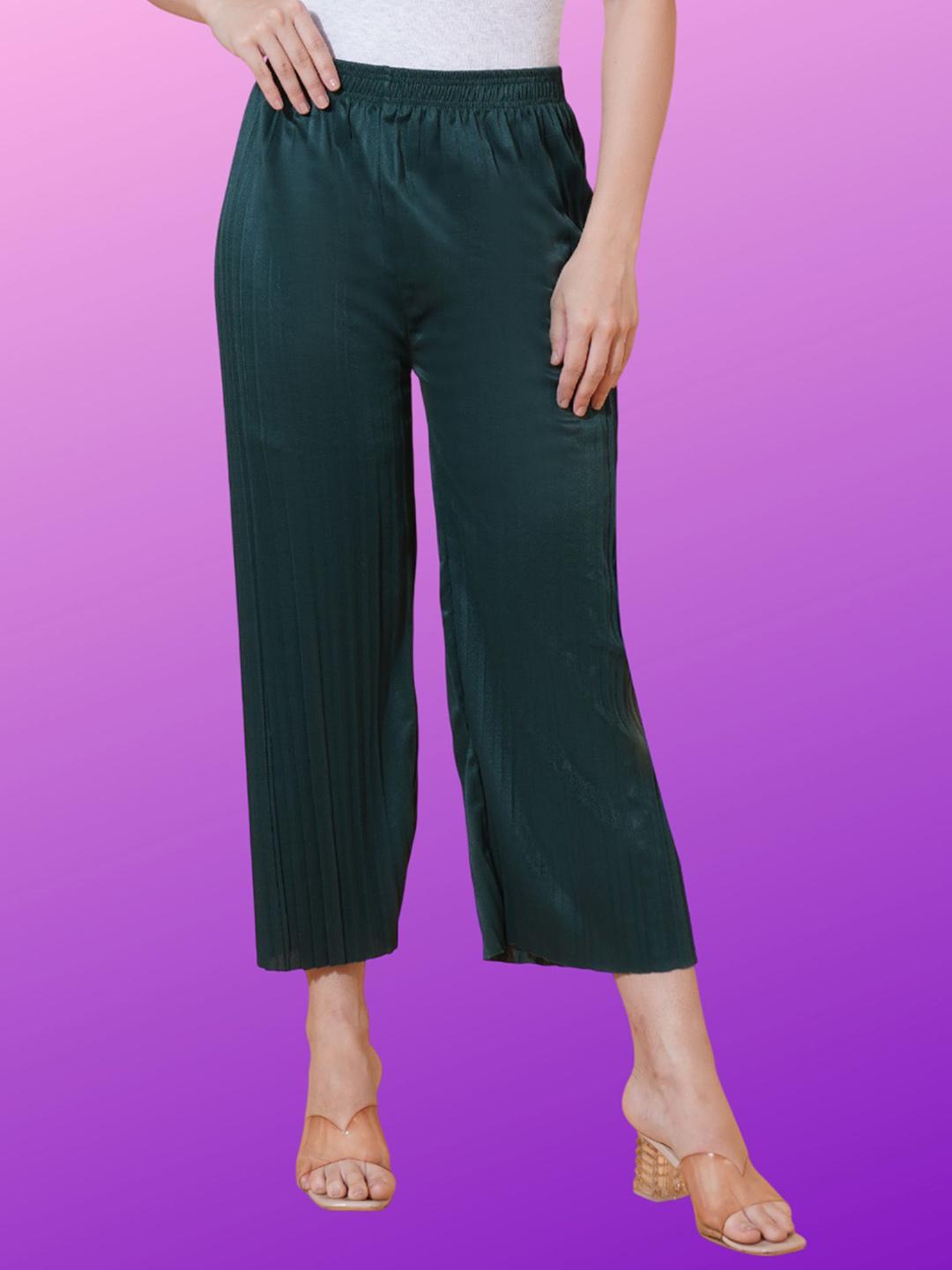 Buy Kintu Parantu Women Relaxed Regular Fit Mid Rise Trousers ...
