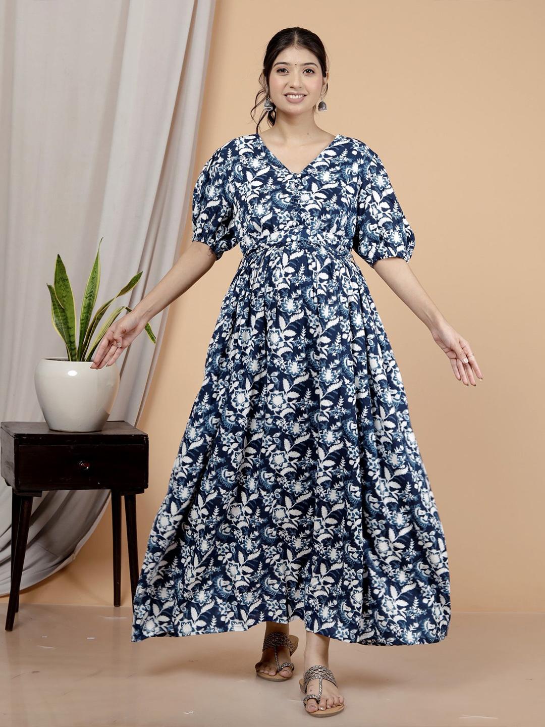 Buy Swasti Women Flortal Printed Maternity Maxi Dress - Dresses for ...